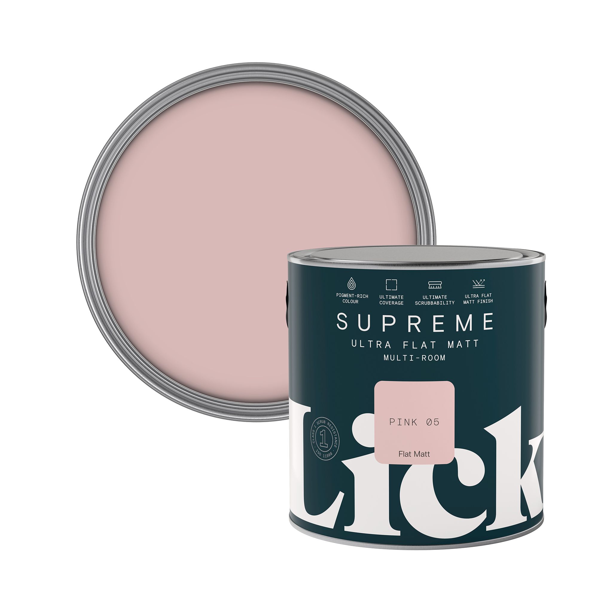 Lick Supreme Pink 05 Flat matt Multi-surface Emulsion paint, 2.5L