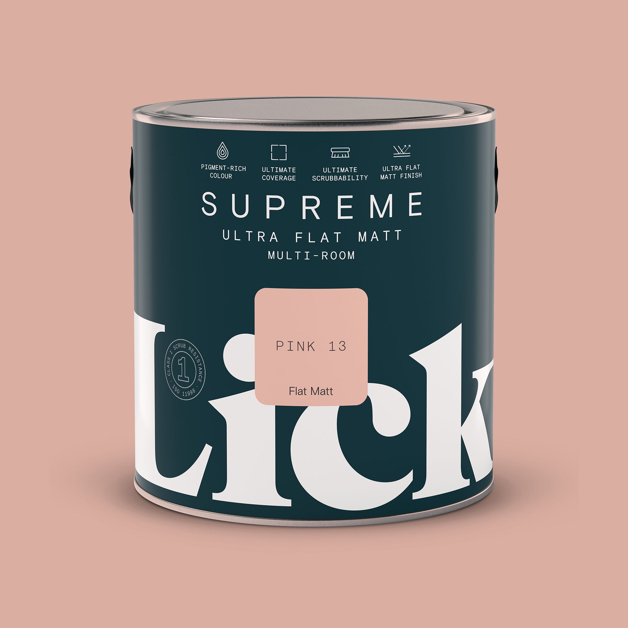 Lick Supreme Pink 13 Flat matt Multi-surface Emulsion paint, 2.5L