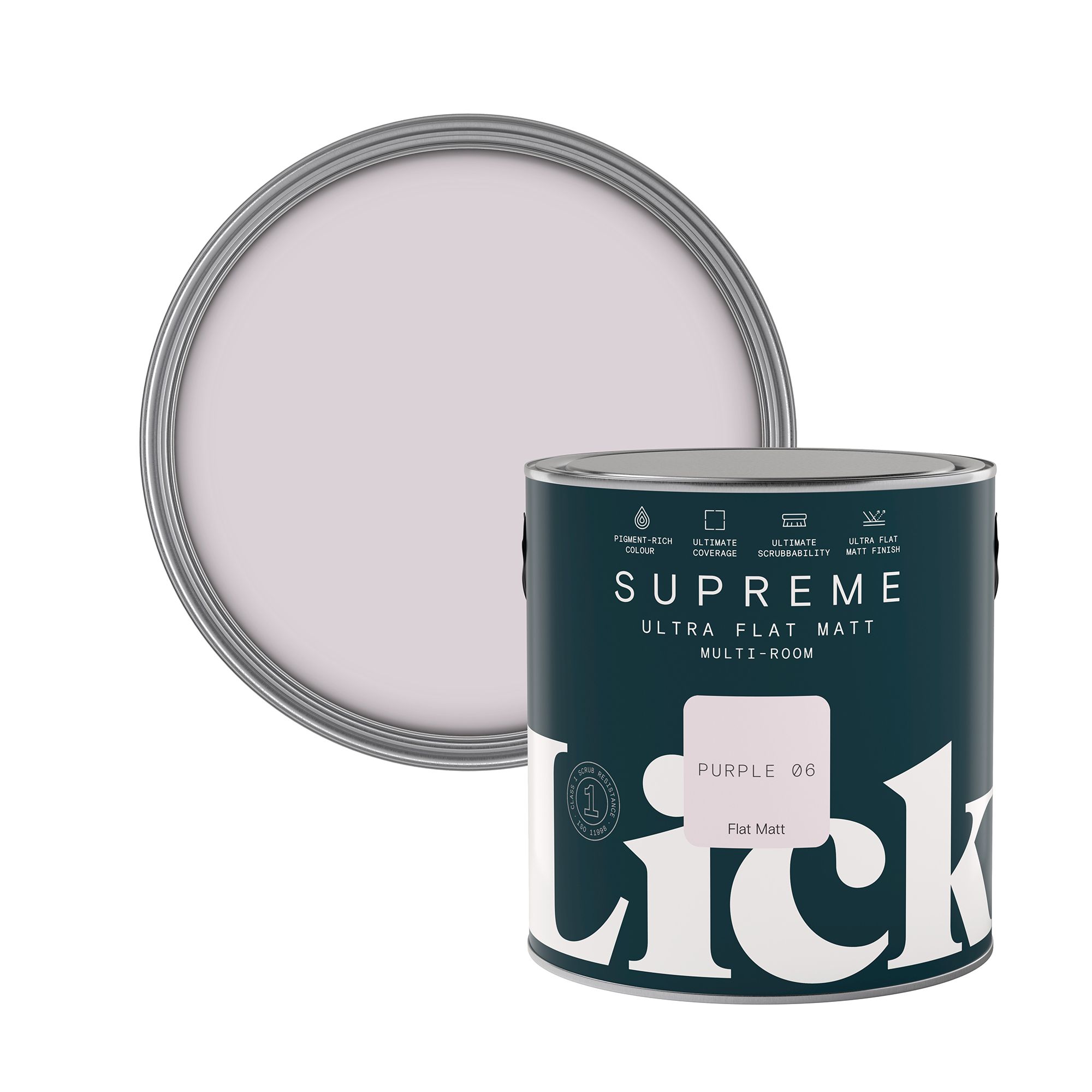Lick Supreme Purple 06 Flat matt Multi-surface Emulsion paint, 2.5L