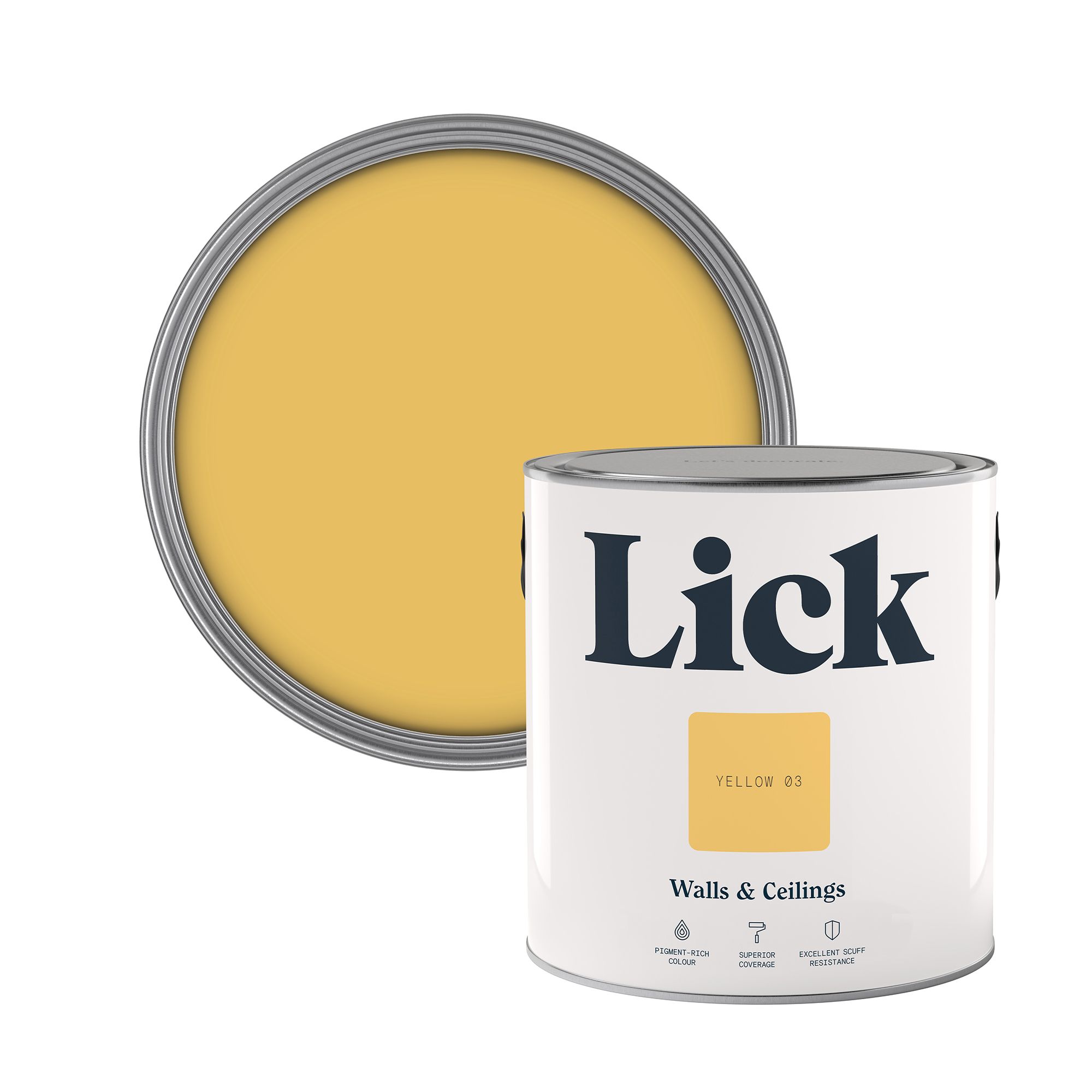 Lick Yellow 03 Matt Emulsion paint, 2.5L
