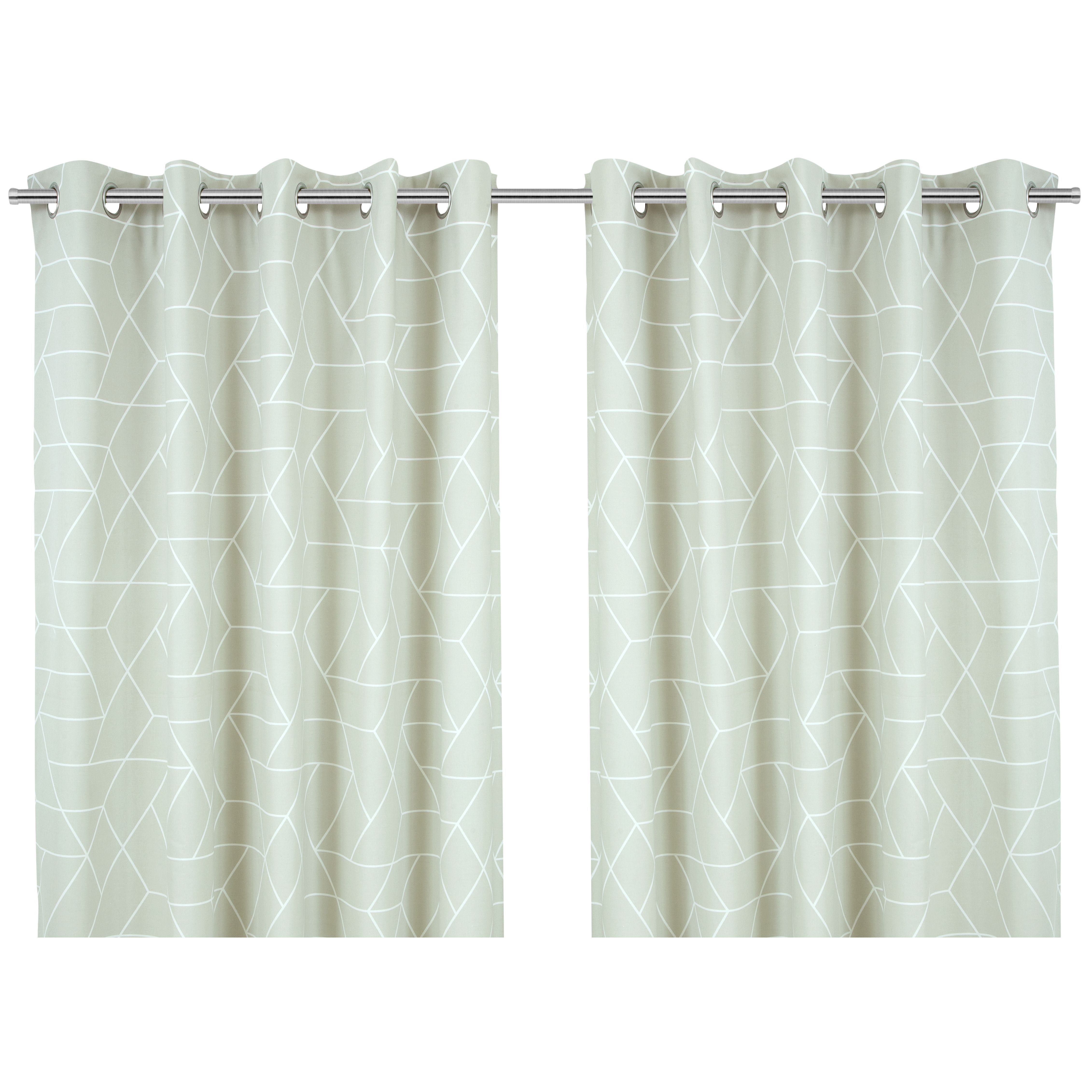 Light grey Geo cubes Lined Eyelet Curtain (W)117cm (L)137cm, Pair at B&Q