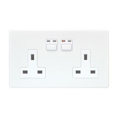 LightwaveRF White Double 13A Socket & White inserts | DIY at B&Q