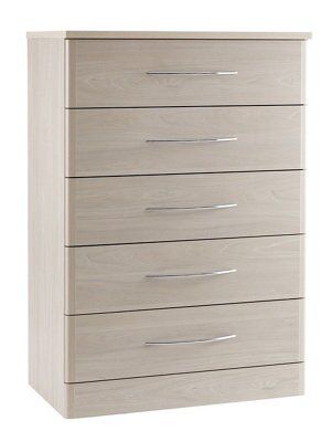 Lima Elm effect 5 Drawer Chest of drawers (H)1152mm (W)804mm (D)448mm