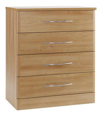 Lima Oak effect 4 Drawer Chest of drawers (H)948mm (W)804mm (D)448mm