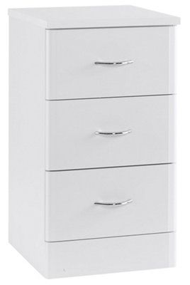 Lima White 3 Drawer Chest of drawers (H)744mm (W)404mm (D)448mm