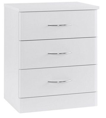 Lima White 3 Drawer Chest of drawers (H)744mm (W)604mm (D)448mm | DIY ...