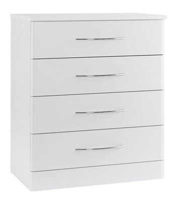 Lima White 4 Drawer Chest of drawers (H)948mm (W)804mm (D)448mm
