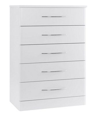 Lima White 5 Drawer Chest of drawers (H)1152mm (W)804mm (D)448mm