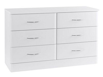Lima White 6 Drawer Chest of drawers (H)744mm (W)1204mm (D)448mm | DIY ...
