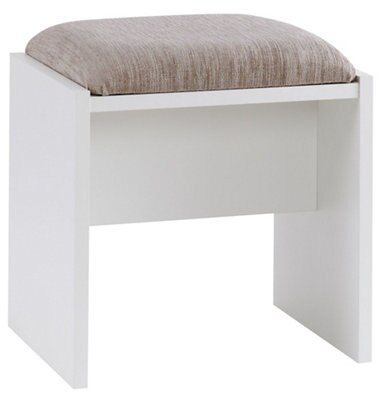 Lima White Elm effect Ready assembled Dressing table stool | DIY at B&Q