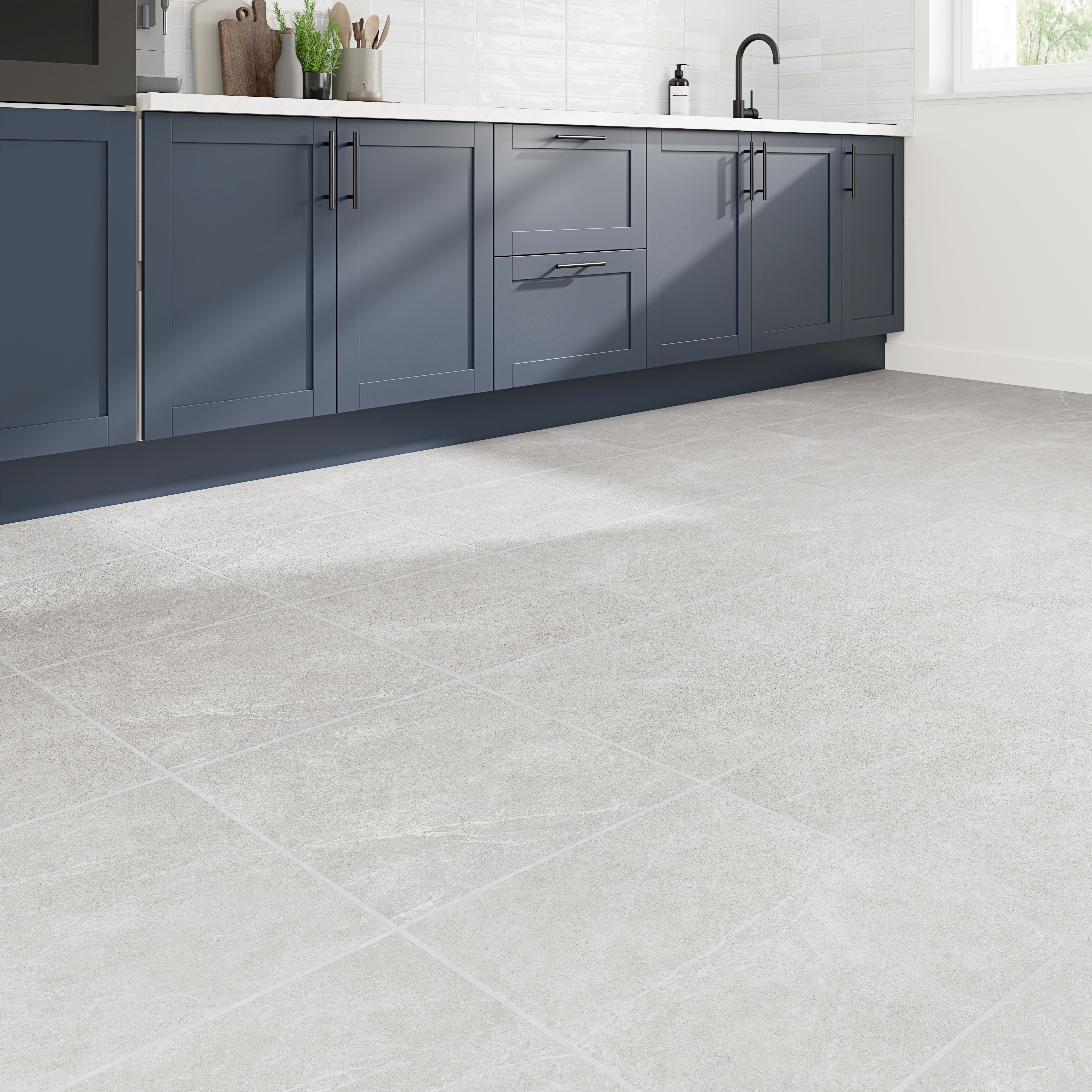 Limo Light Grey Matt Stone effect Ceramic Indoor Wall & floor Tile ...