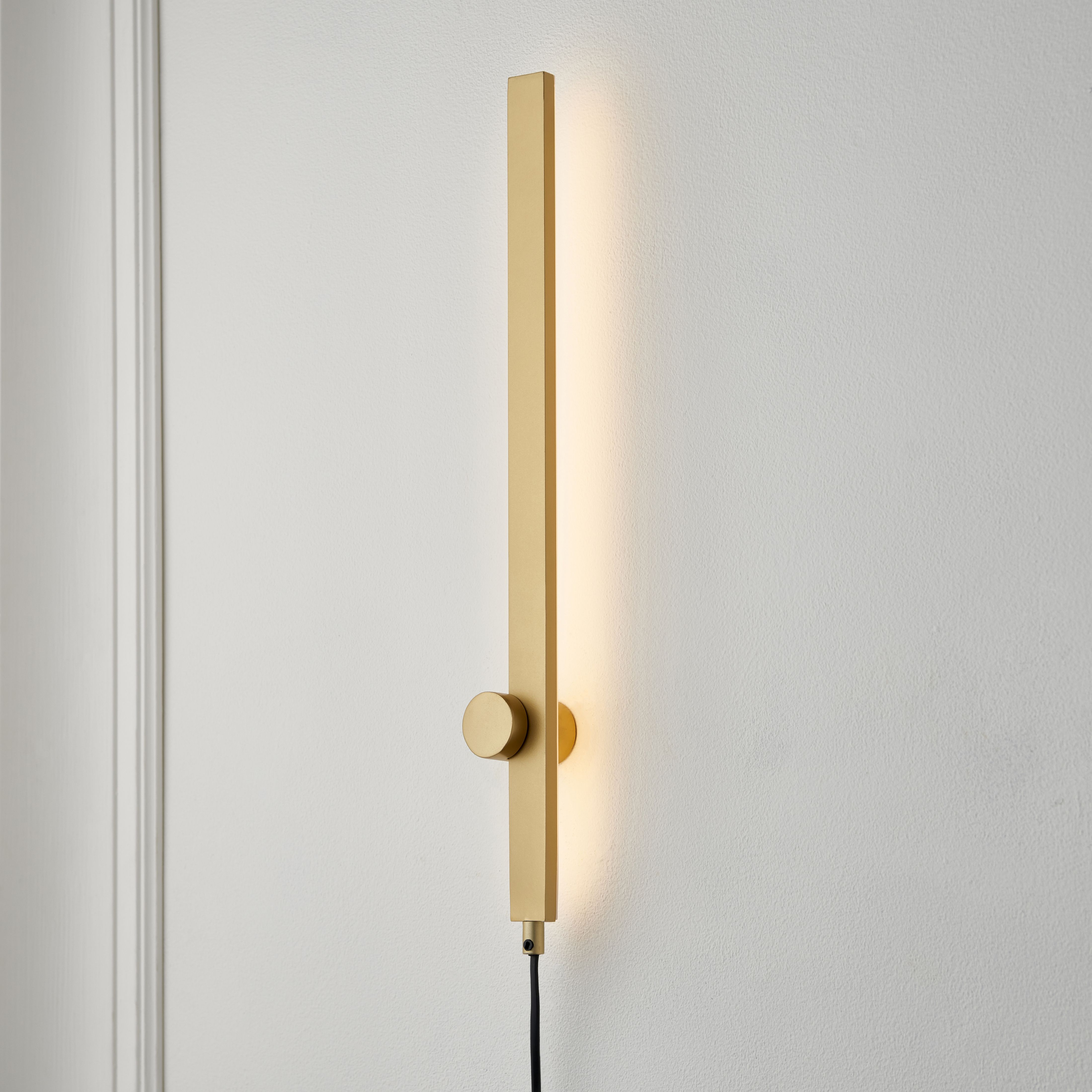 Line Brass effect Plug-in LED Wall light | DIY at B&Q