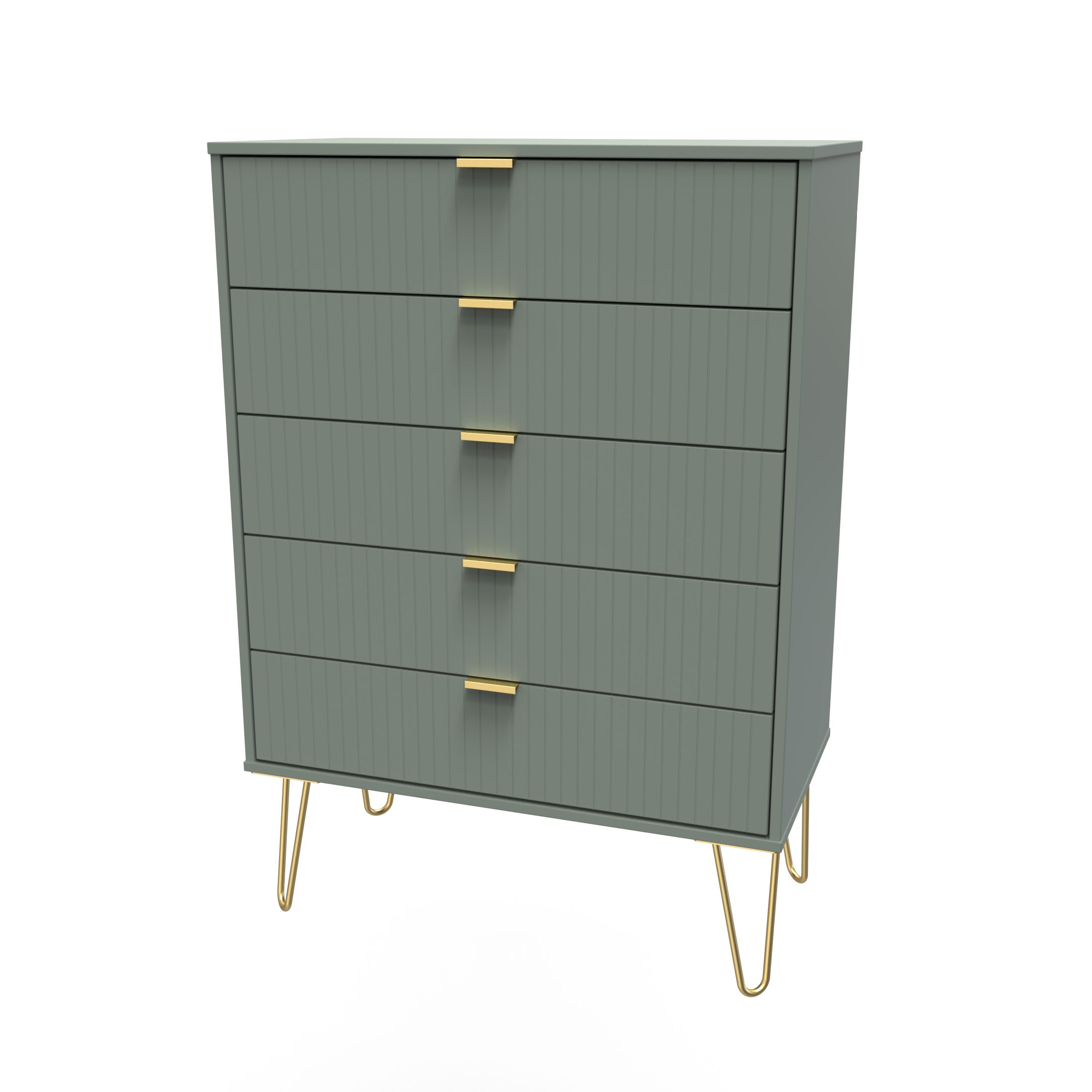 Linear Matt green 5 Drawer Chest of drawers (H)1075mm (W)765mm (D)415mm ...
