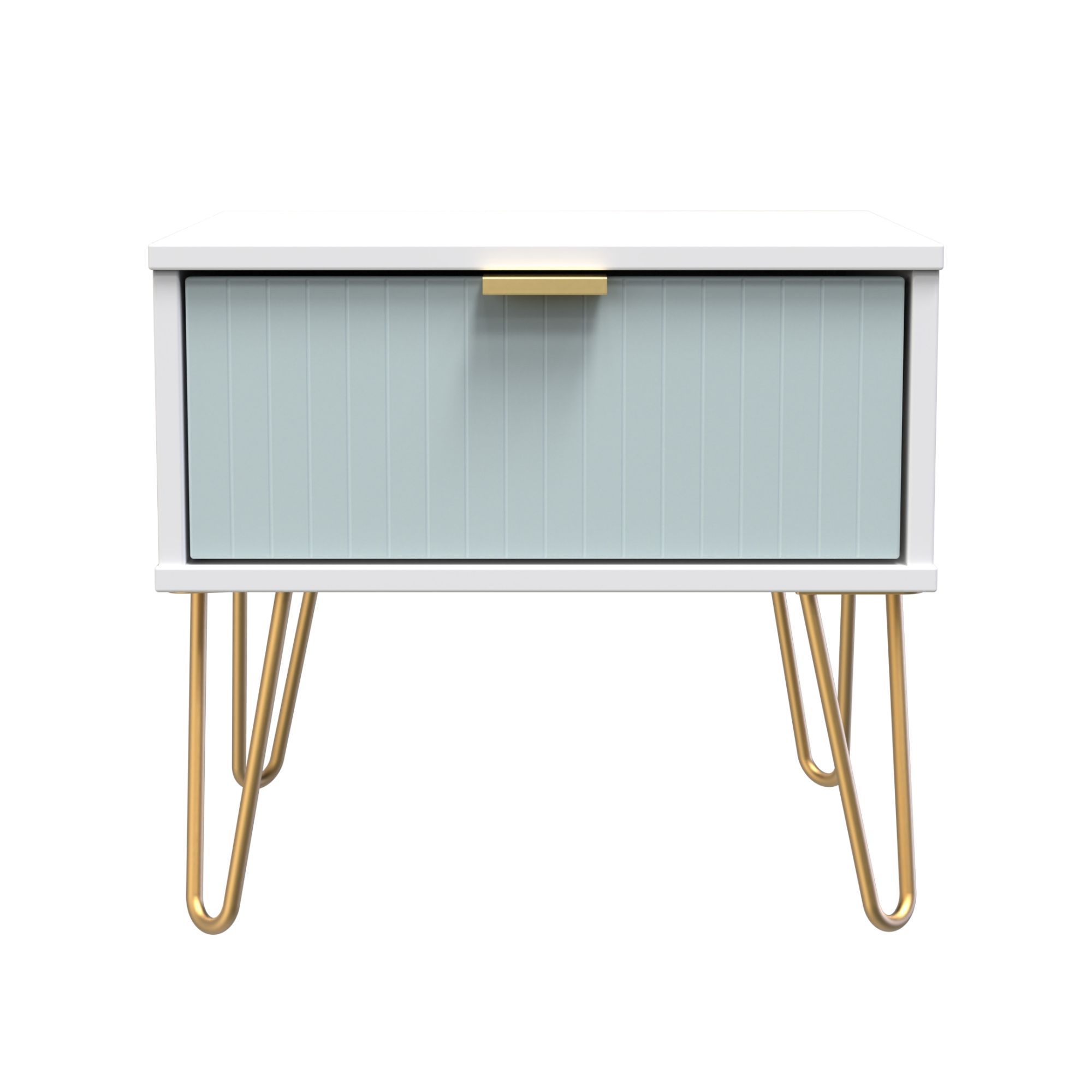 Linear Ready assembled Matt duck egg & white 1 Drawer Small Side table ...