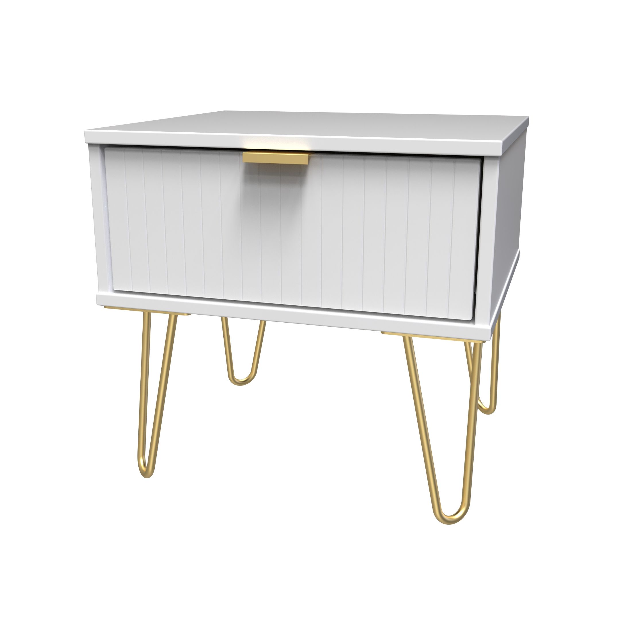 Linear Ready assembled Matt white 1 Drawer Small Side table (H)410mm (W ...