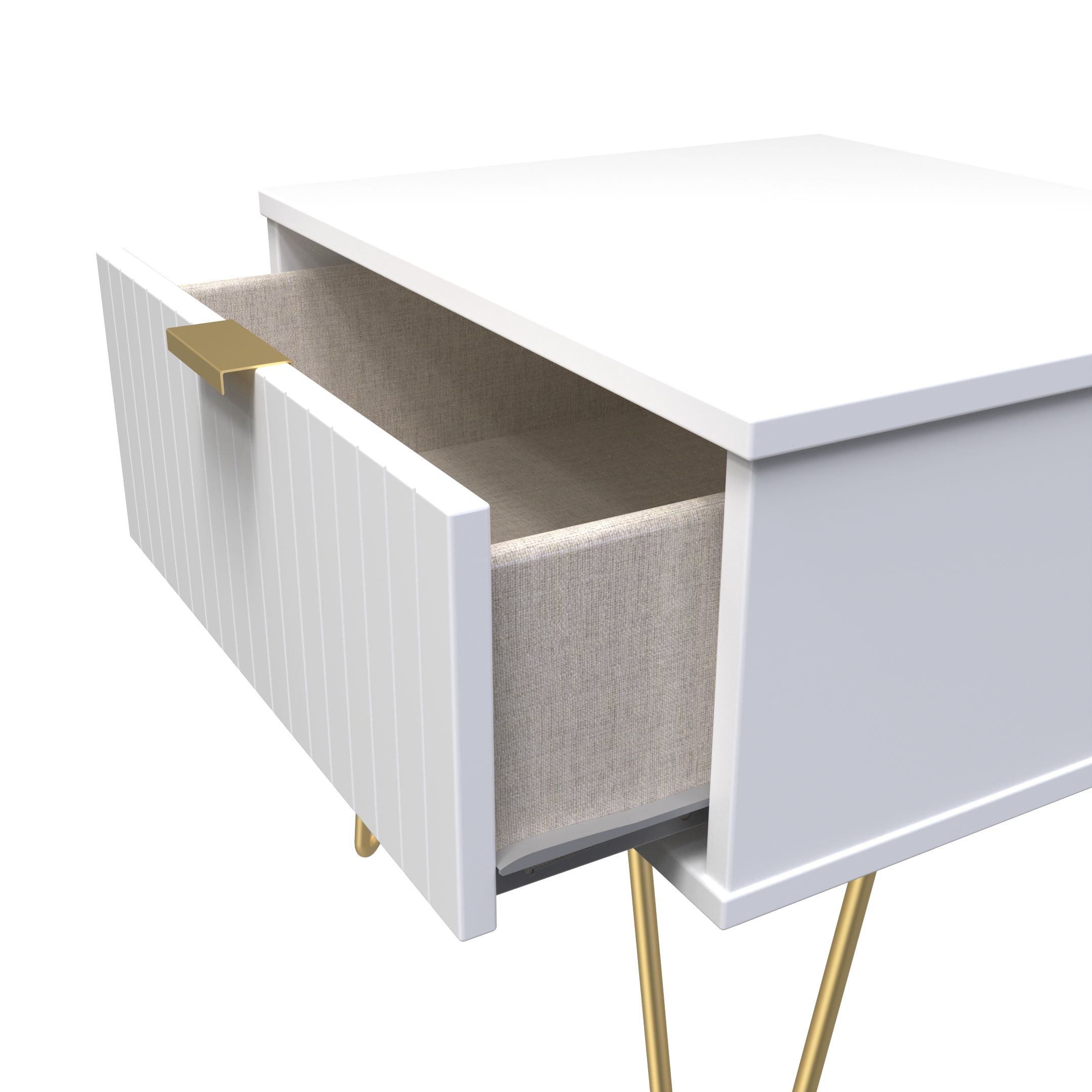 Linear Ready assembled Matt white 1 Drawer Small Side table (H)410mm (W ...