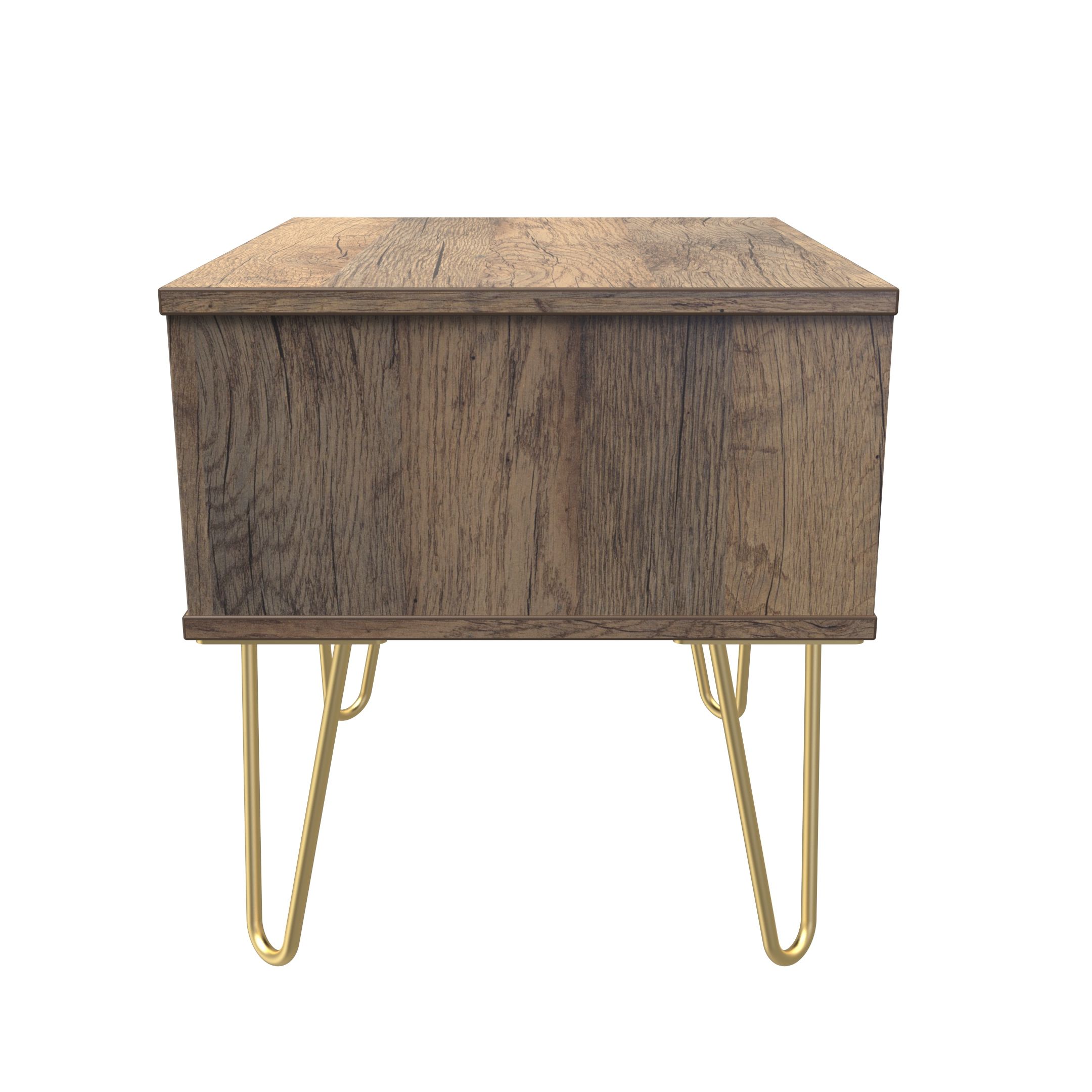 Linear Ready assembled Matt white dark oak effect 1 Drawer Small Side table H 410mm W