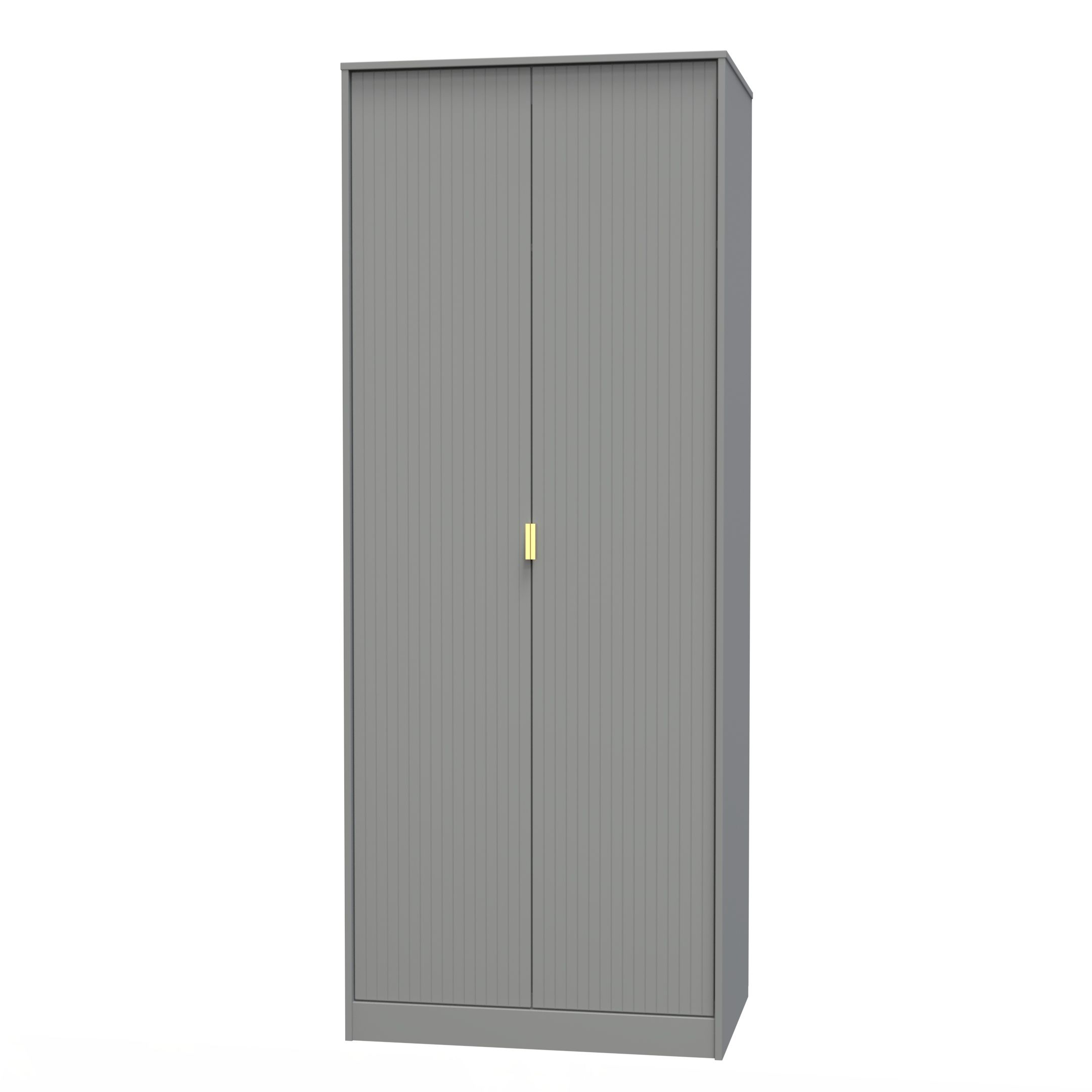 Linear Ready assembled Modern Matt grey Tall Double Wardrobe (H)1970mm ...