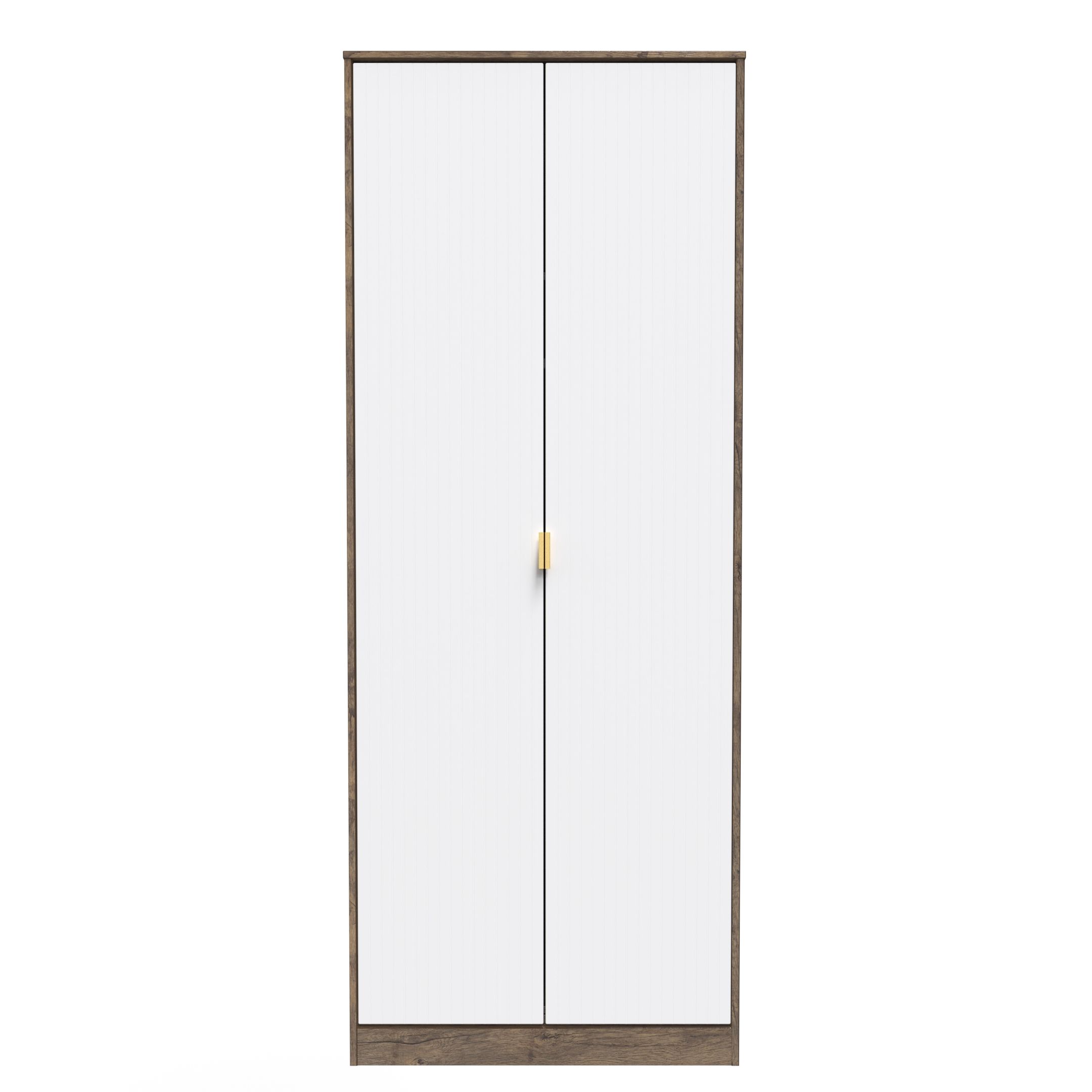 Linear Ready assembled Modern Matt white & oak Tall Double Wardrobe (H ...