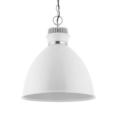 Lofty Satin White Chrome effect LED Pendant ceiling light, (Dia)322mm
