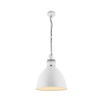 Lofty Satin White Chrome effect LED Pendant ceiling light, (Dia)322mm