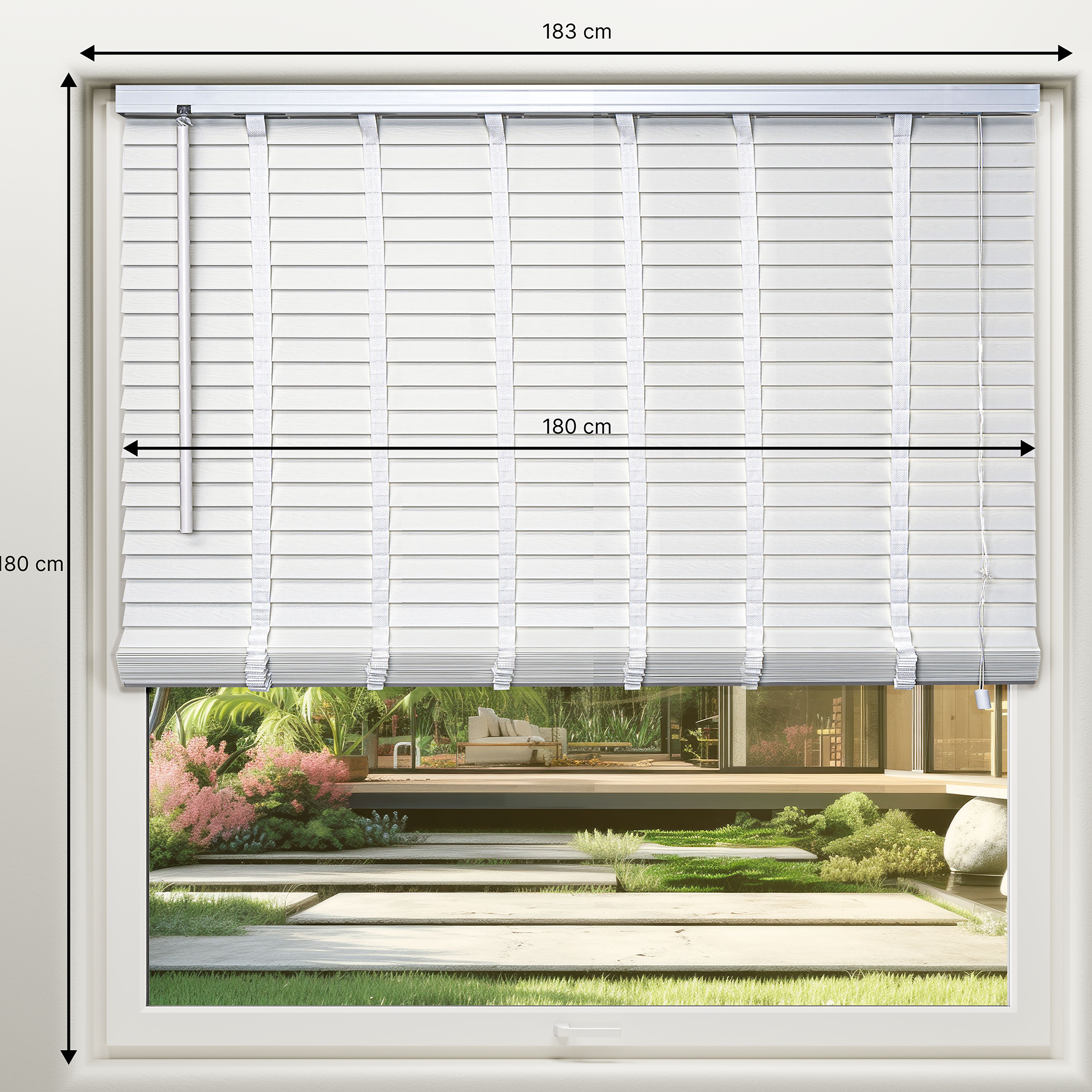 Lone White PVC Venetian Blind (W)180cm (L)180cm