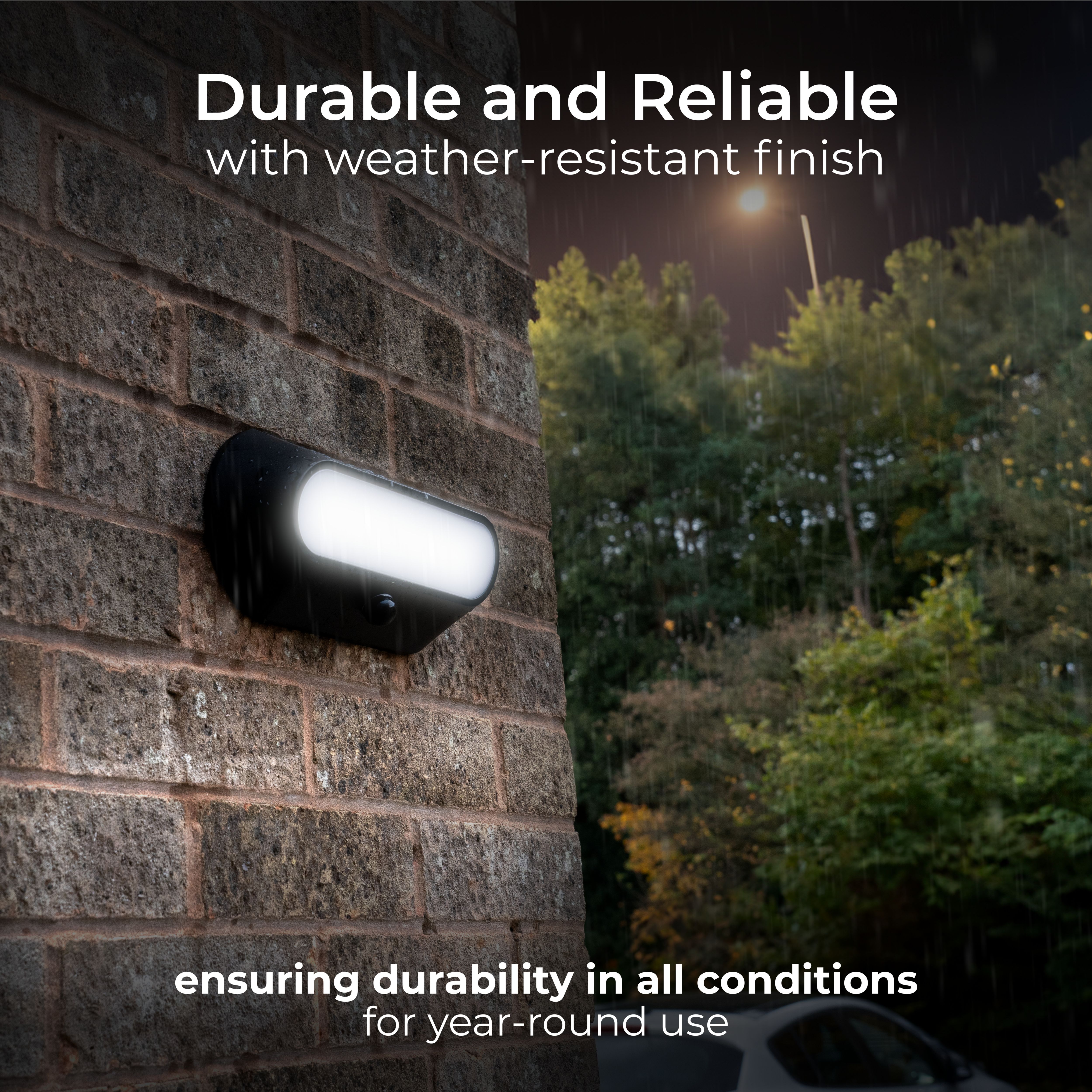 Luceco Carina Bulkhead Non-adjustable Black Solar-powered LED 5W PIR ...