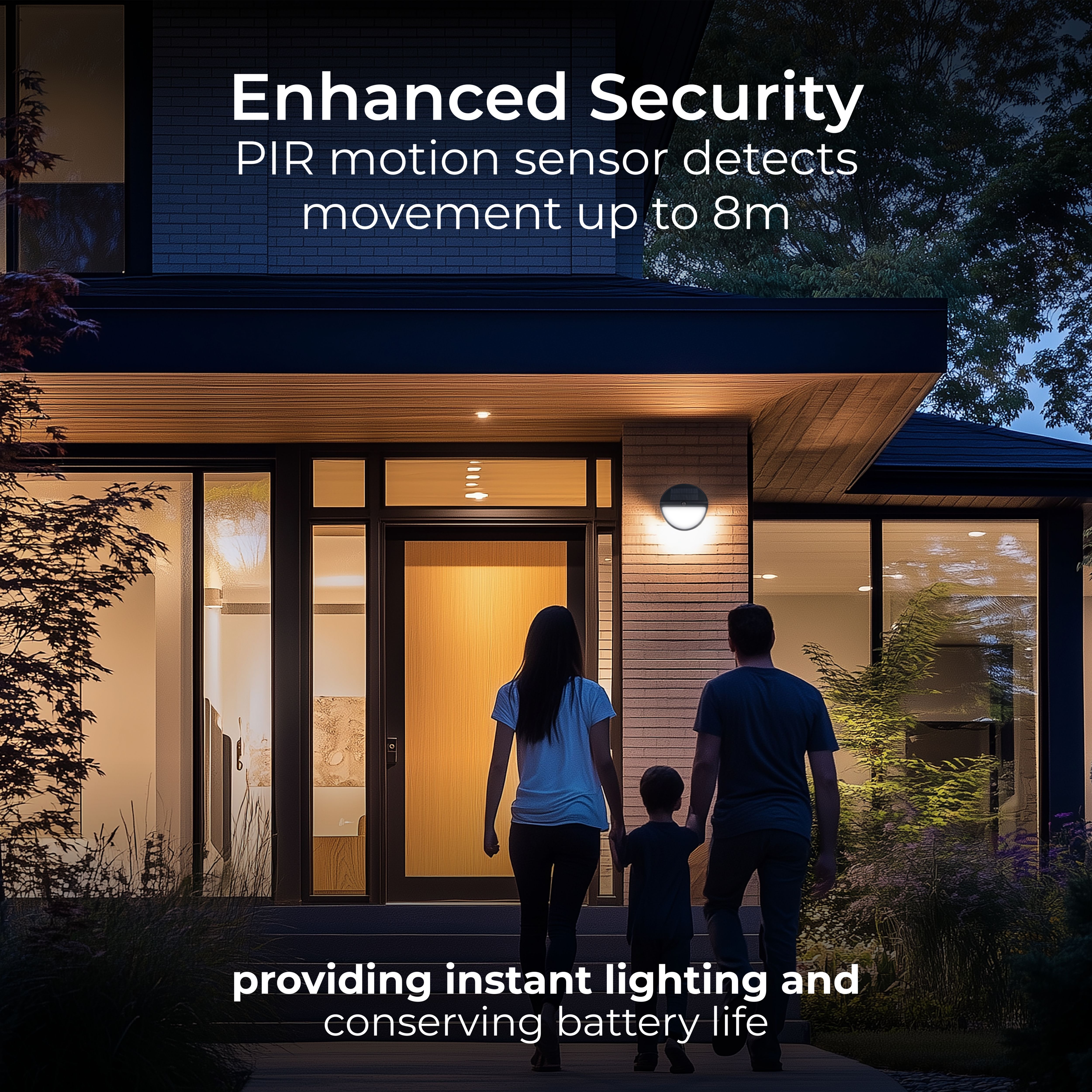 Luceco Carina Bulkhead Non-adjustable Black Solar-powered LED 5W PIR ...