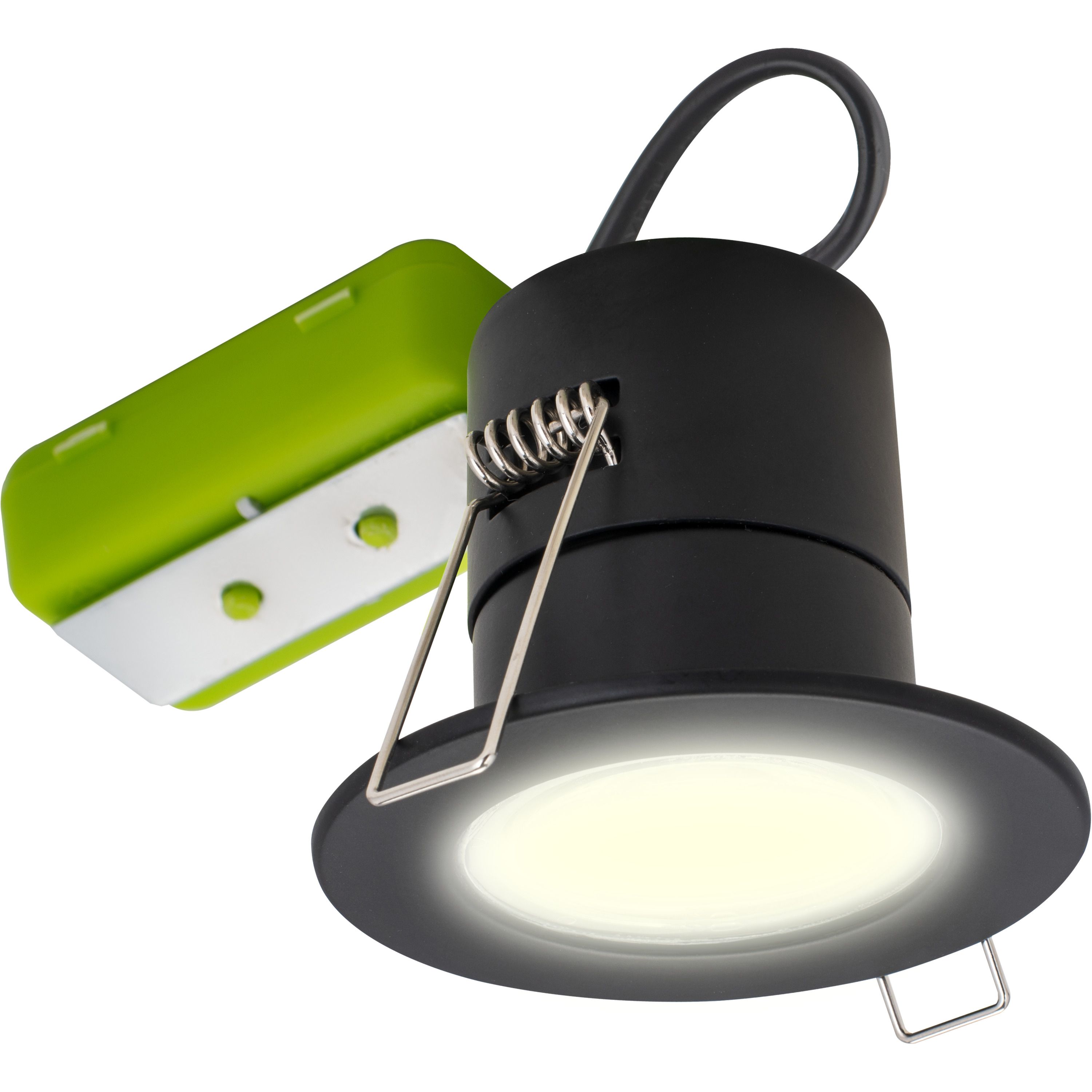 Luceco F-ECO Matt Black Fixed LED Fire-rated Warm white Downlight 5W ...