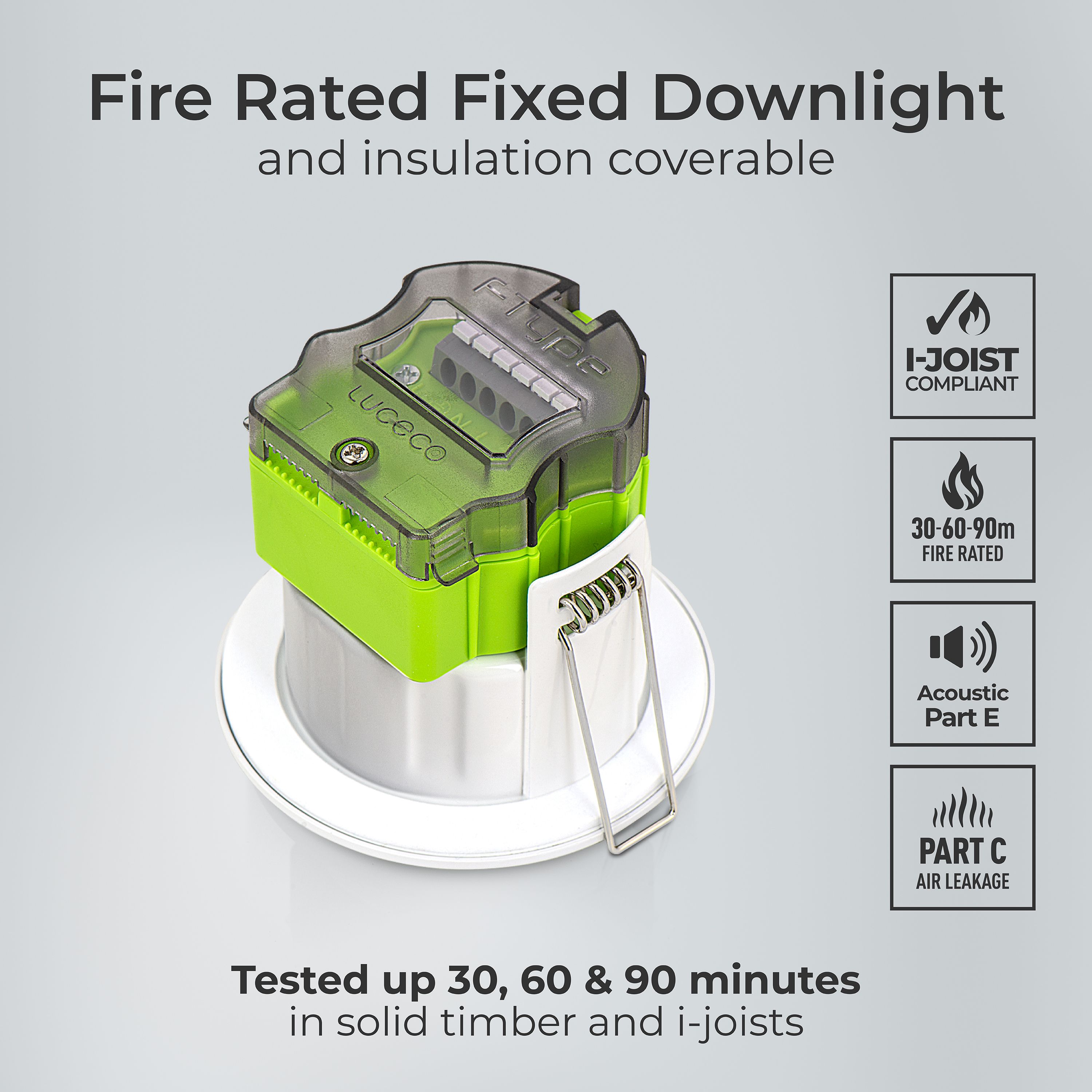 Luceco FType Mk2 Matt White Fixed LED Fire-rated Warm white Downlight 6W IP65, Pack of 6
