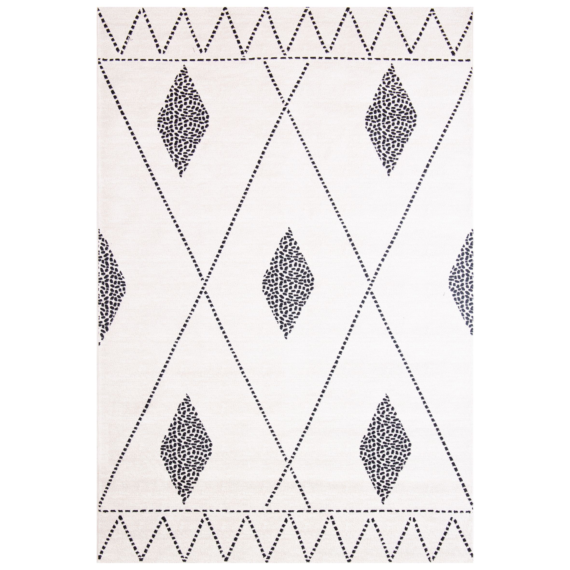 Lucia Cream Diamond Woven effect Medium Rug, (L)160cm x (W)120cm