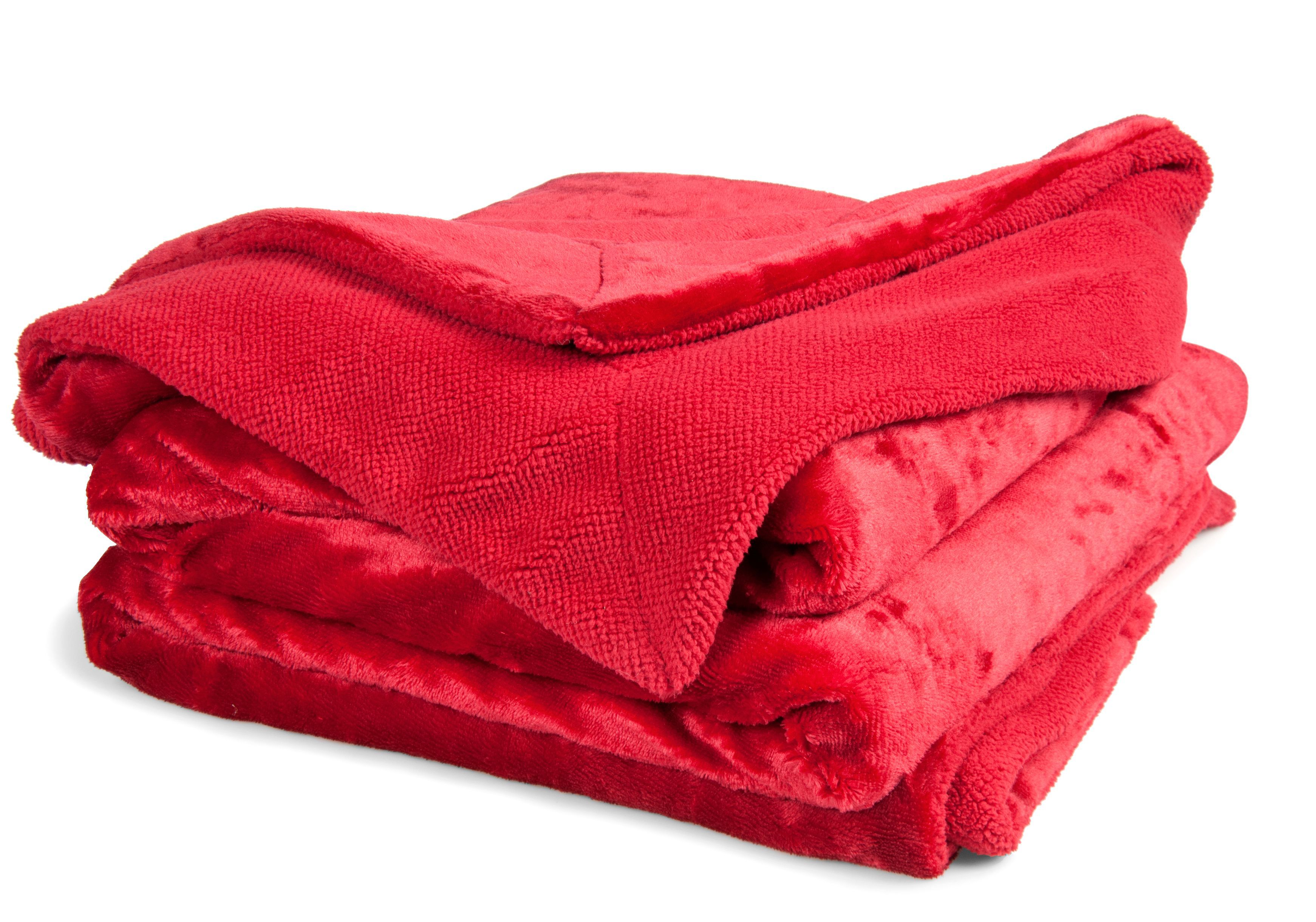 Luxury Red Plain Velvet Throw | DIY at B&Q