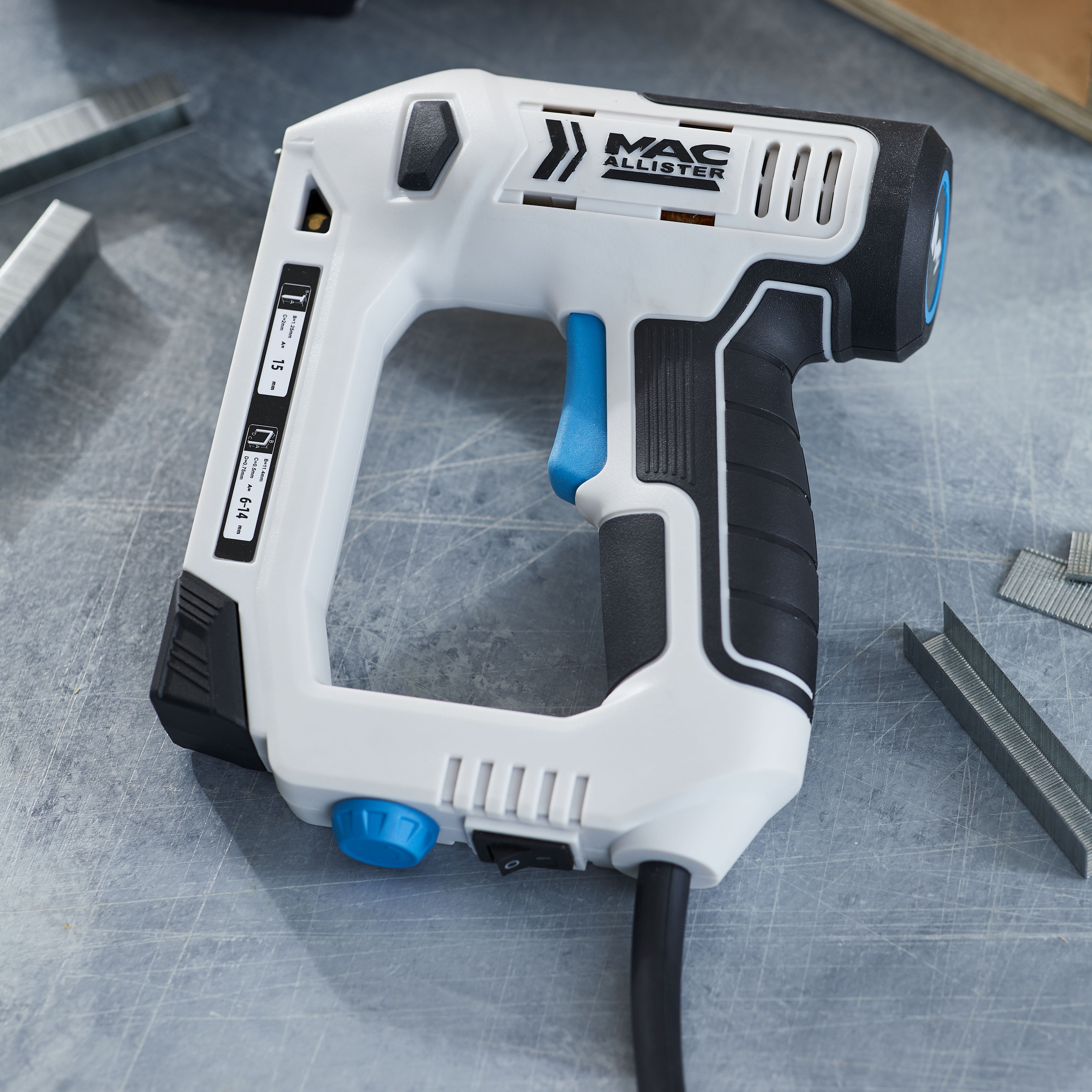 Mac Allister 230V 15mm Second fix Corded Straight Nail gun & stapler ...
