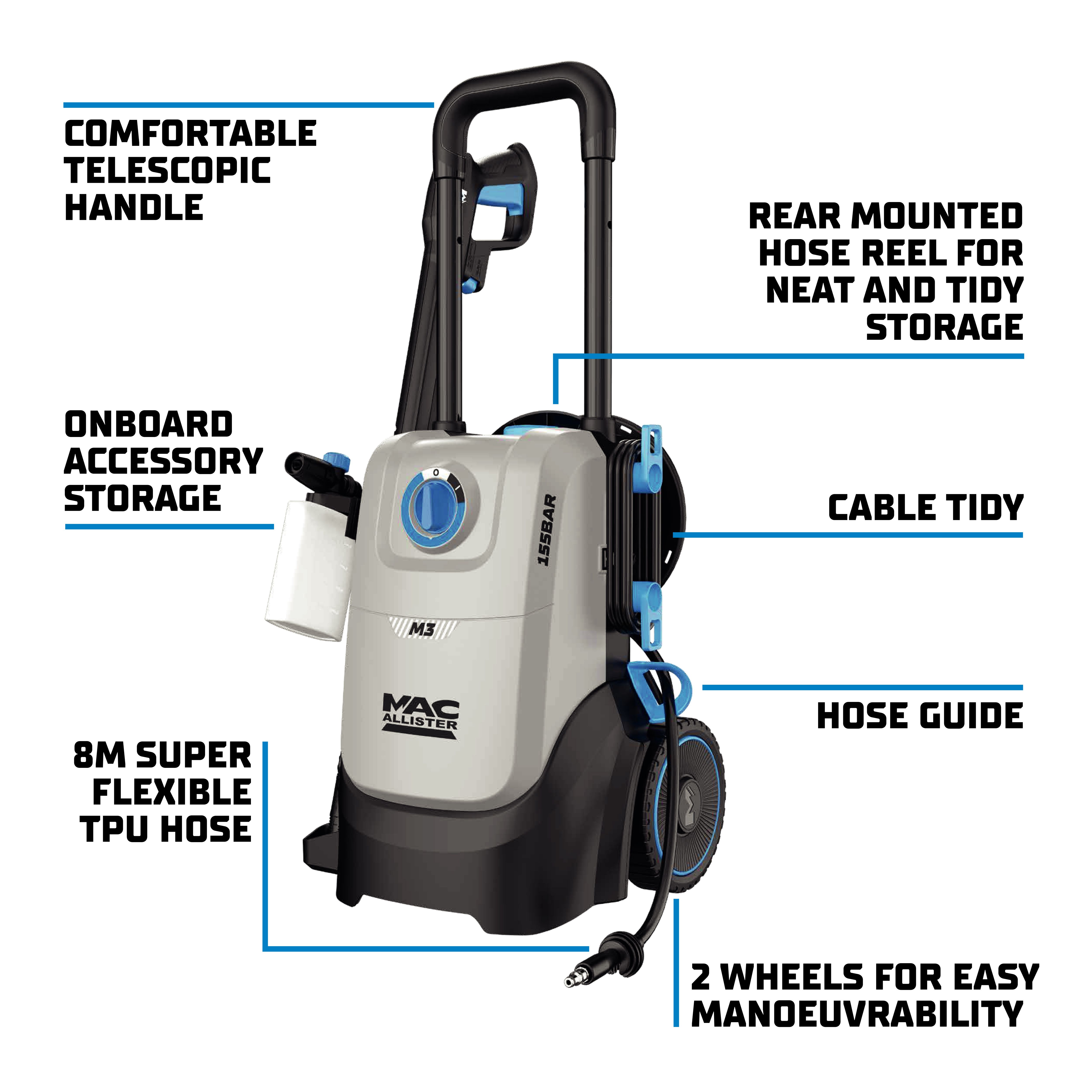 Mac Allister M3 Pressure washer Corded 155bar 2.2kW