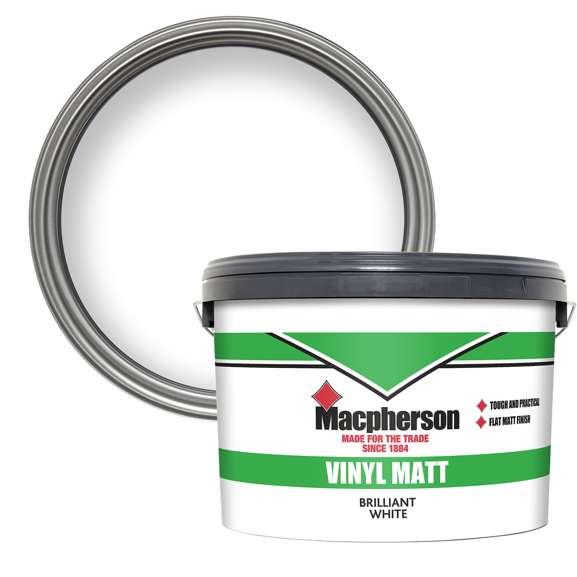 Macpherson Brilliant White Vinyl matt Wall & ceiling Emulsion paint, 10L