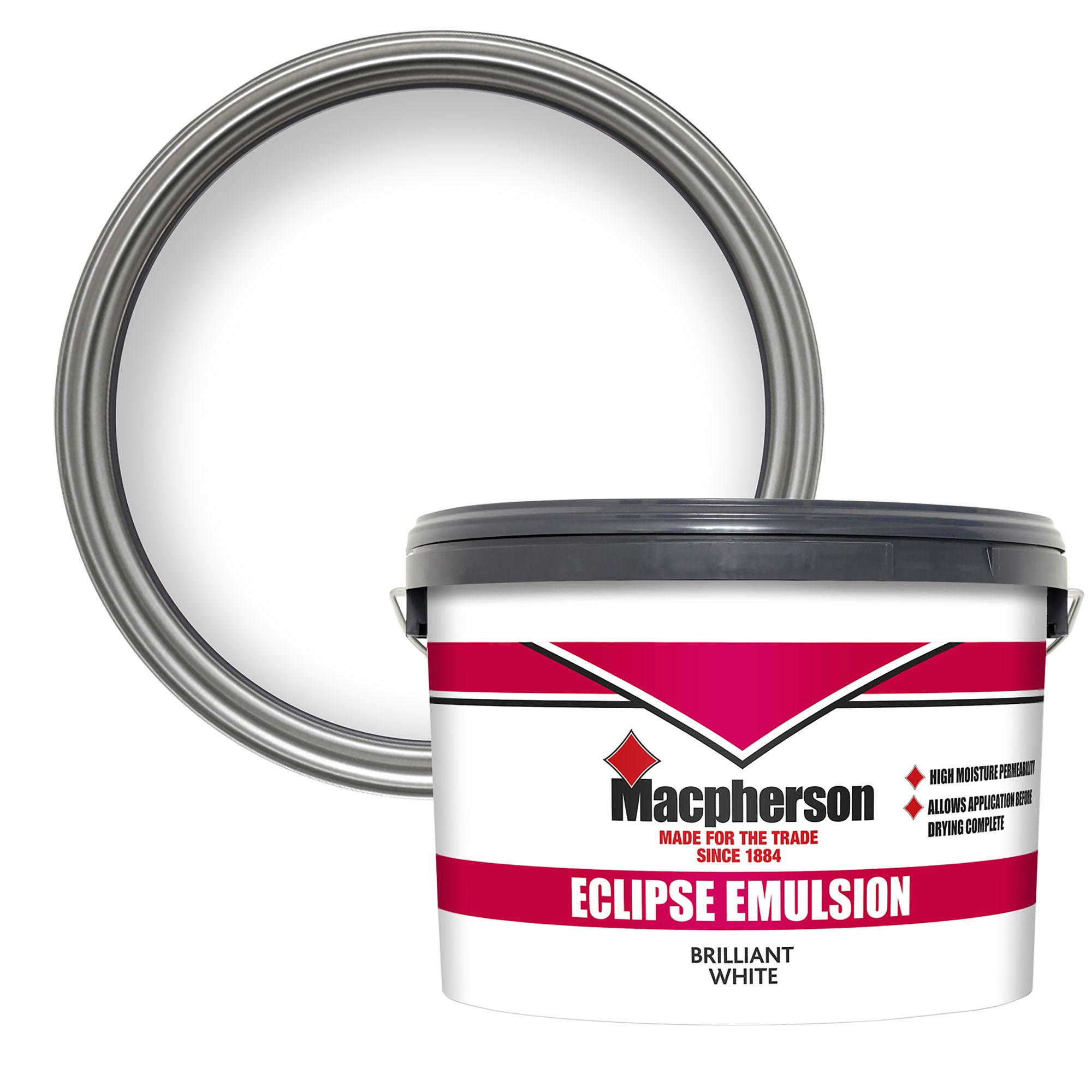 Macpherson Eclipse Brilliant White Vinyl matt Wall paint, 10L