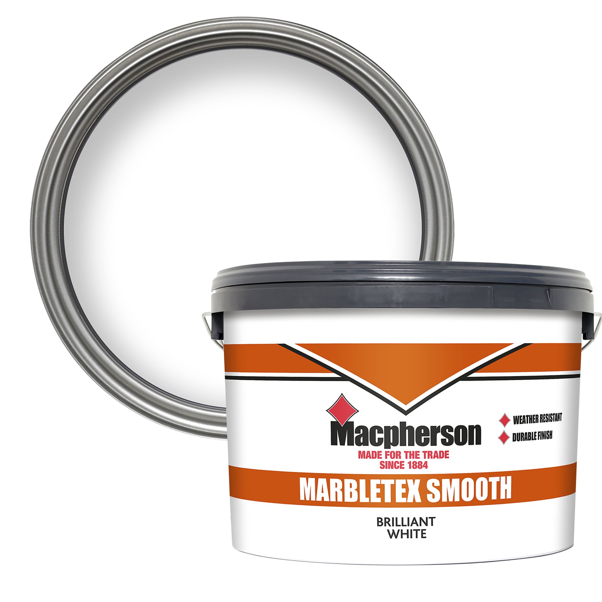 Macpherson Marbletex Pure Brilliant White Matt Multi-surface Wall paint, 10L