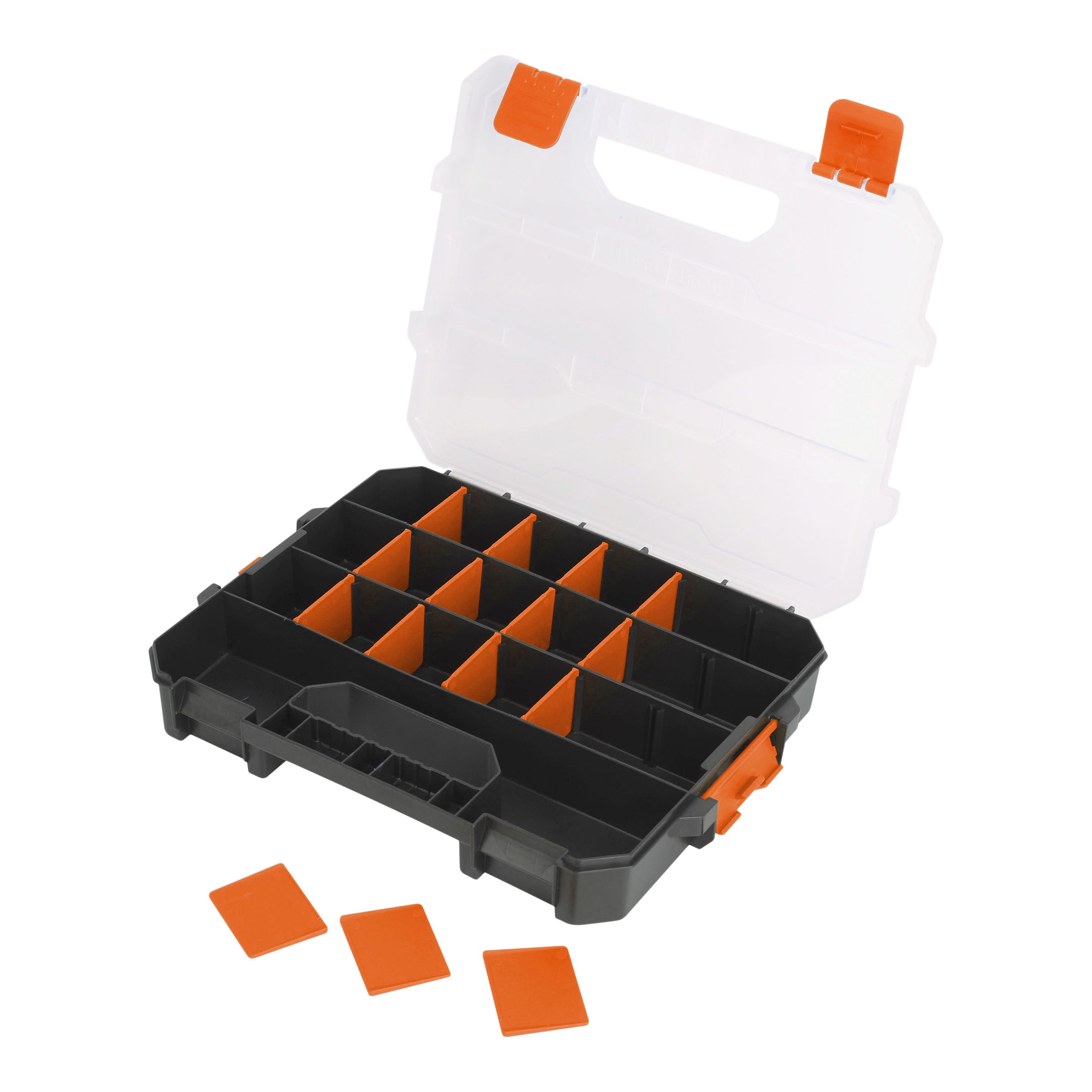 Magnusson Orange & transparent Compartment organiser case with 18 ...