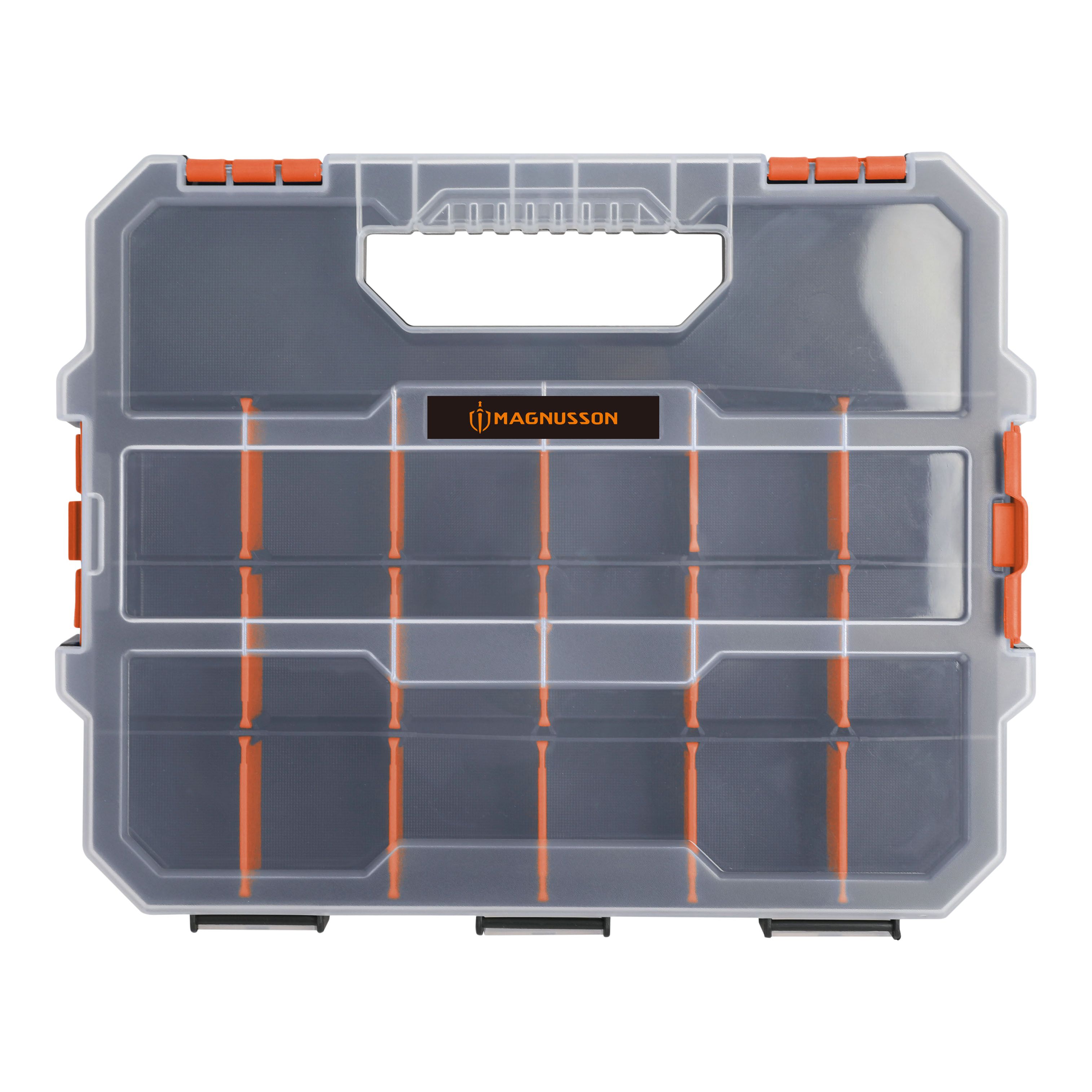 Magnusson Orange & transparent Compartment organiser case with 18 ...