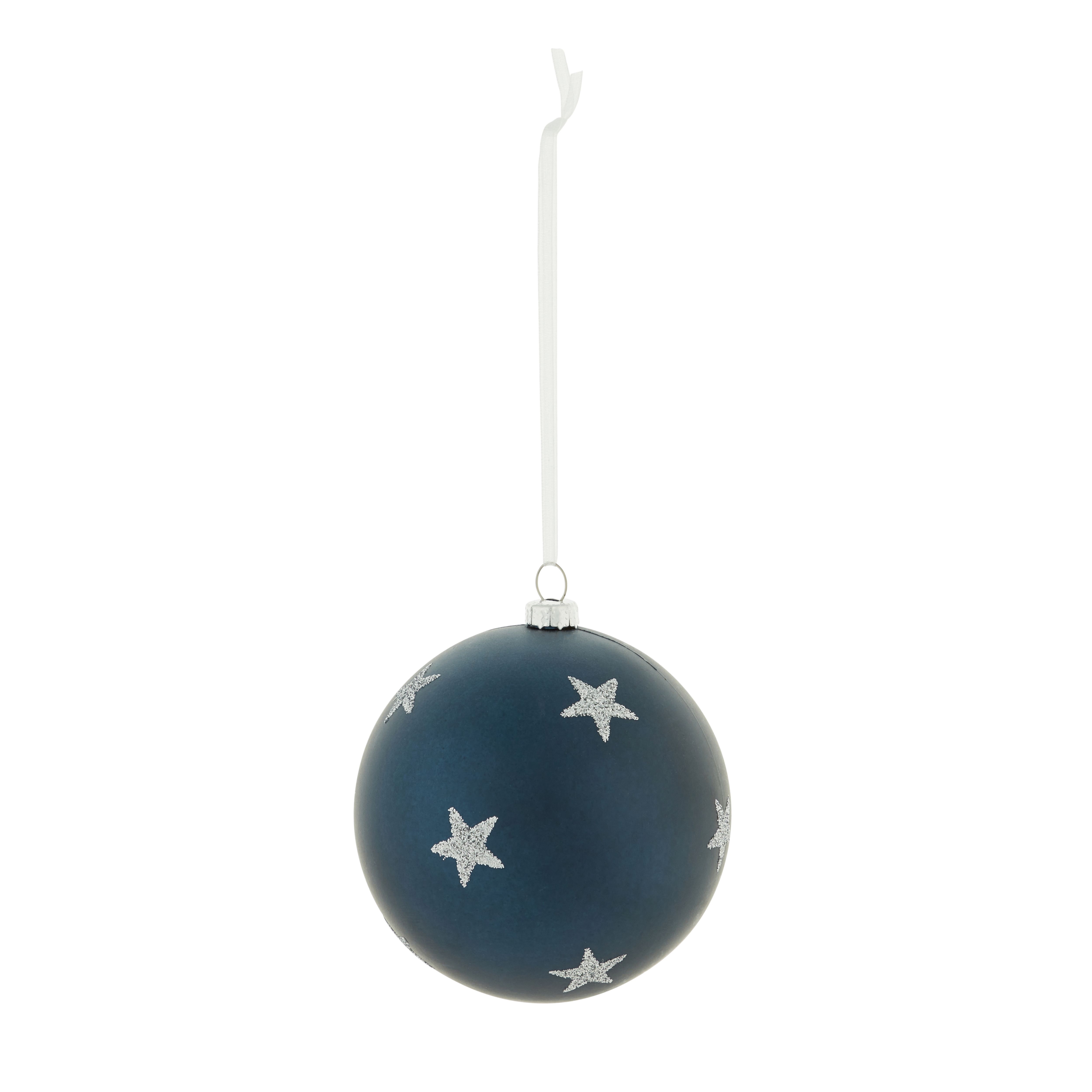 Majolica blue Glitter effect Plastic Star Bauble