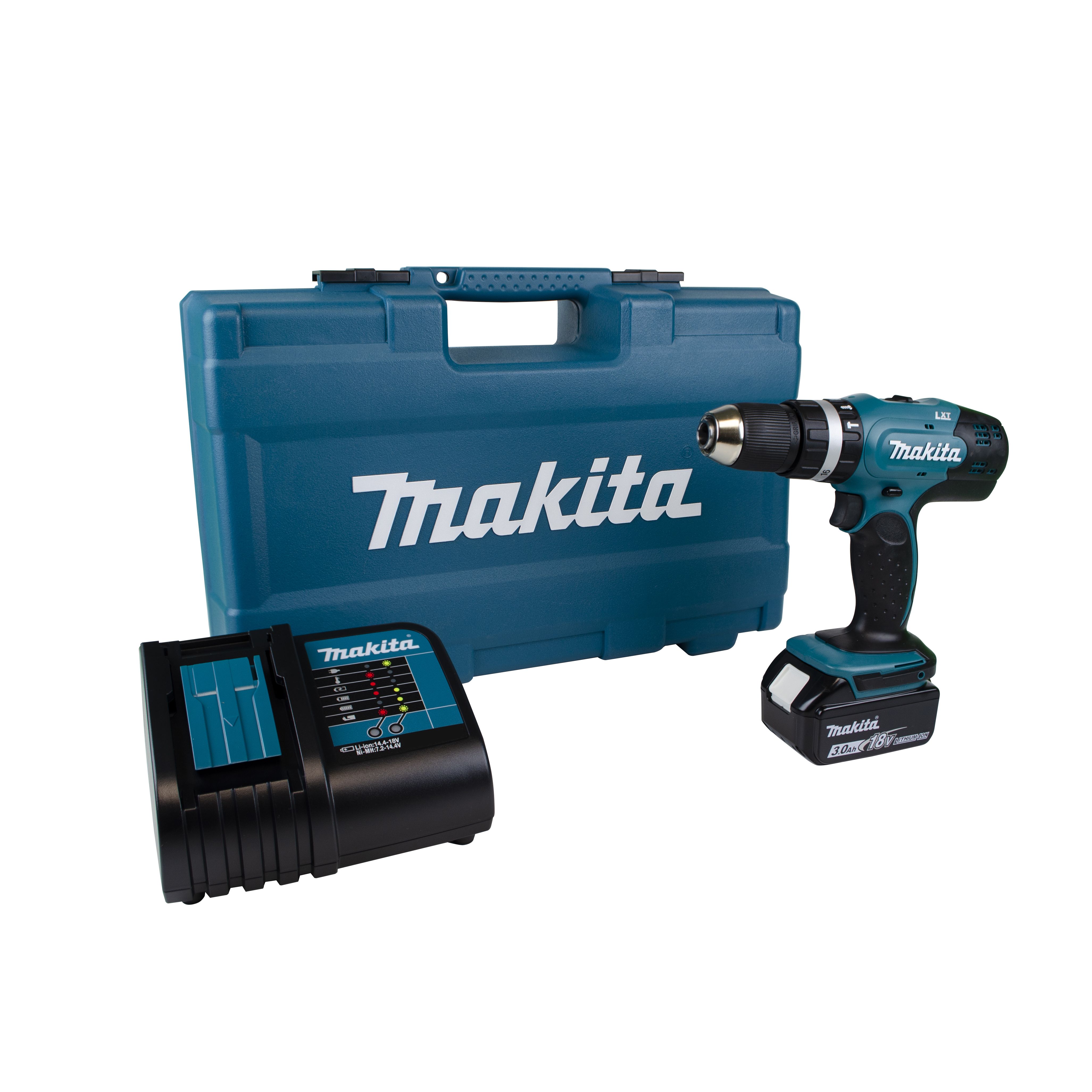 Makita LXT lithium range 18V Li-ion Brushed Cordless Combi drill (1 x 3Ah) - DHP453F002