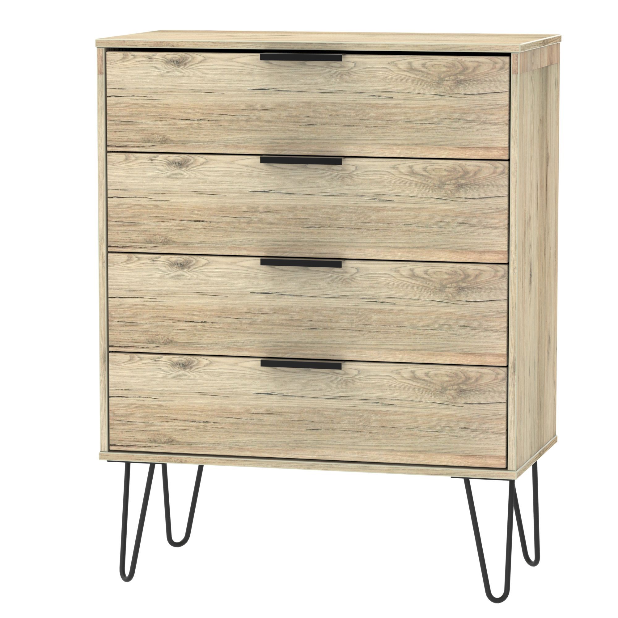 Manhattan Oak effect Chipboard & MDF 4 Drawer Chest of drawers (H)910mm ...
