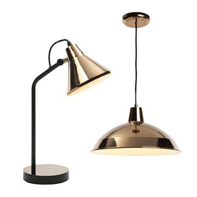 Manison Pendant Gloss Steel copper effect Ceiling light