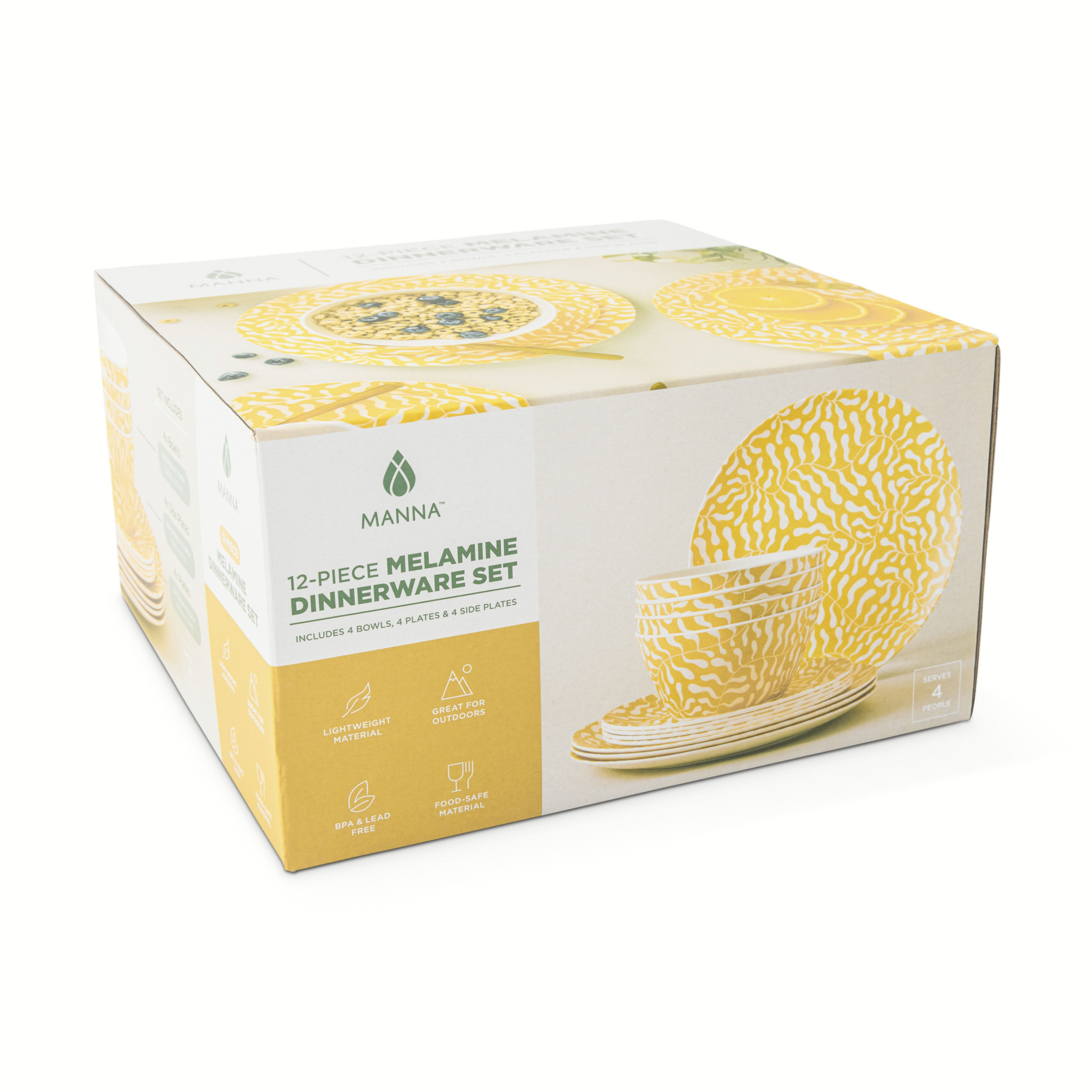 Manna Outdoor Yellow 12 piece Dinnerware set