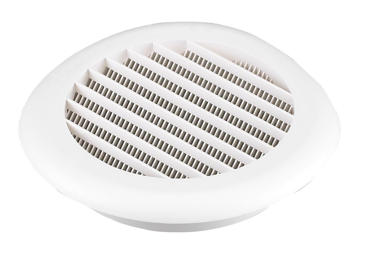 Buy Manrose White Round Fixed louvre vent V41020 (W)100mm, (Dia)100mm ...