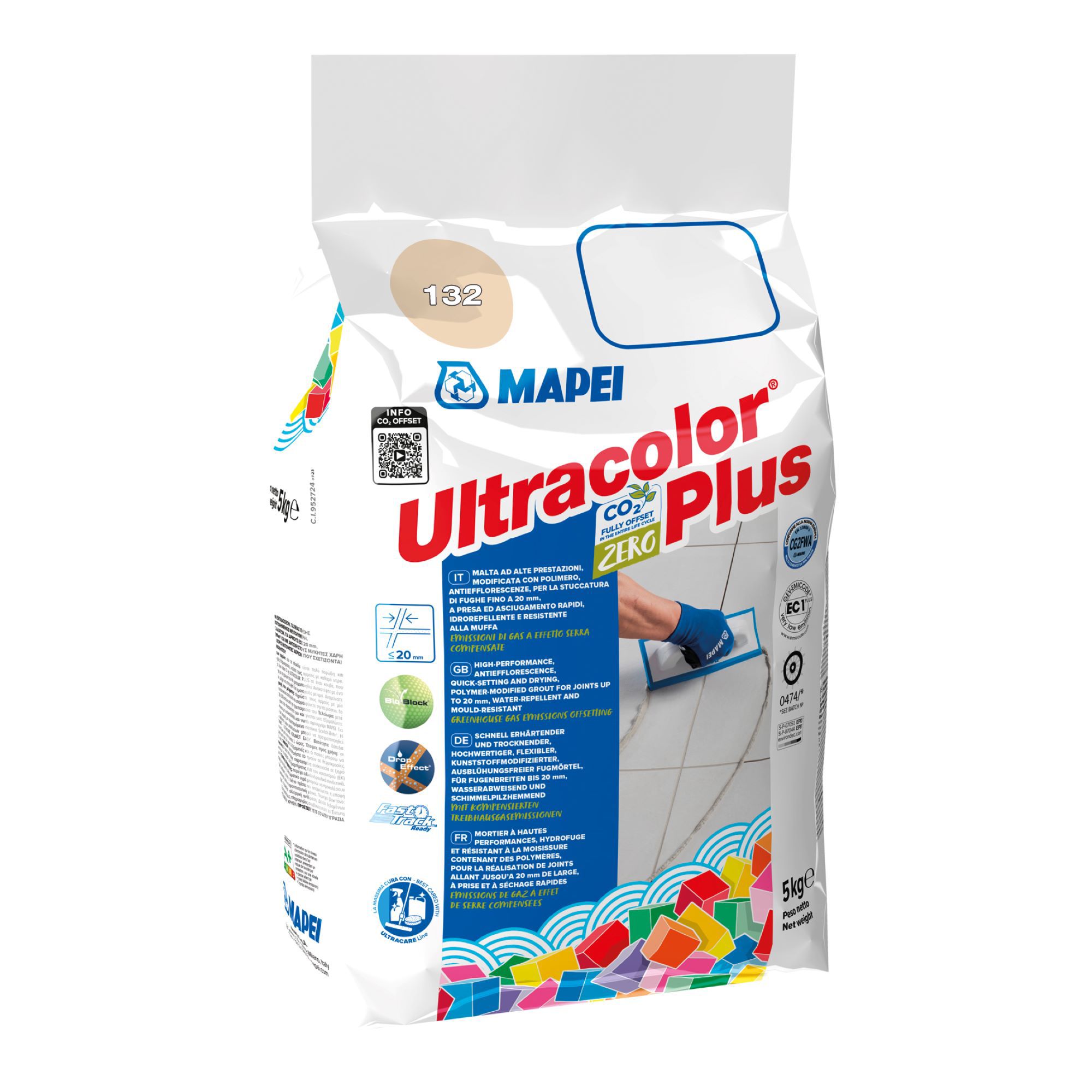 Mapei Ultracolour Plus Beige Wall & floor tile Grout, 5kg