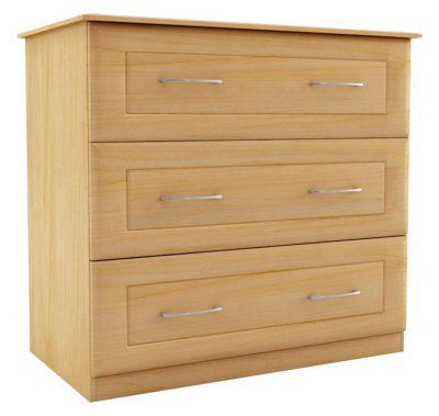 Maple effect 3 Drawer Ready assembled Chest of drawers (H)775mm (W ...