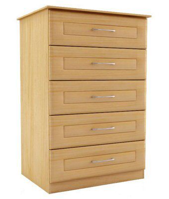 Maple effect 5 Drawer Ready assembled Chest of drawers (H)1130mm (W ...