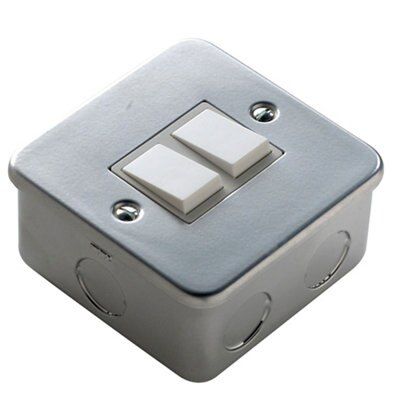 Marbo 6A 2 way Metal-clad switch with Grey inserts