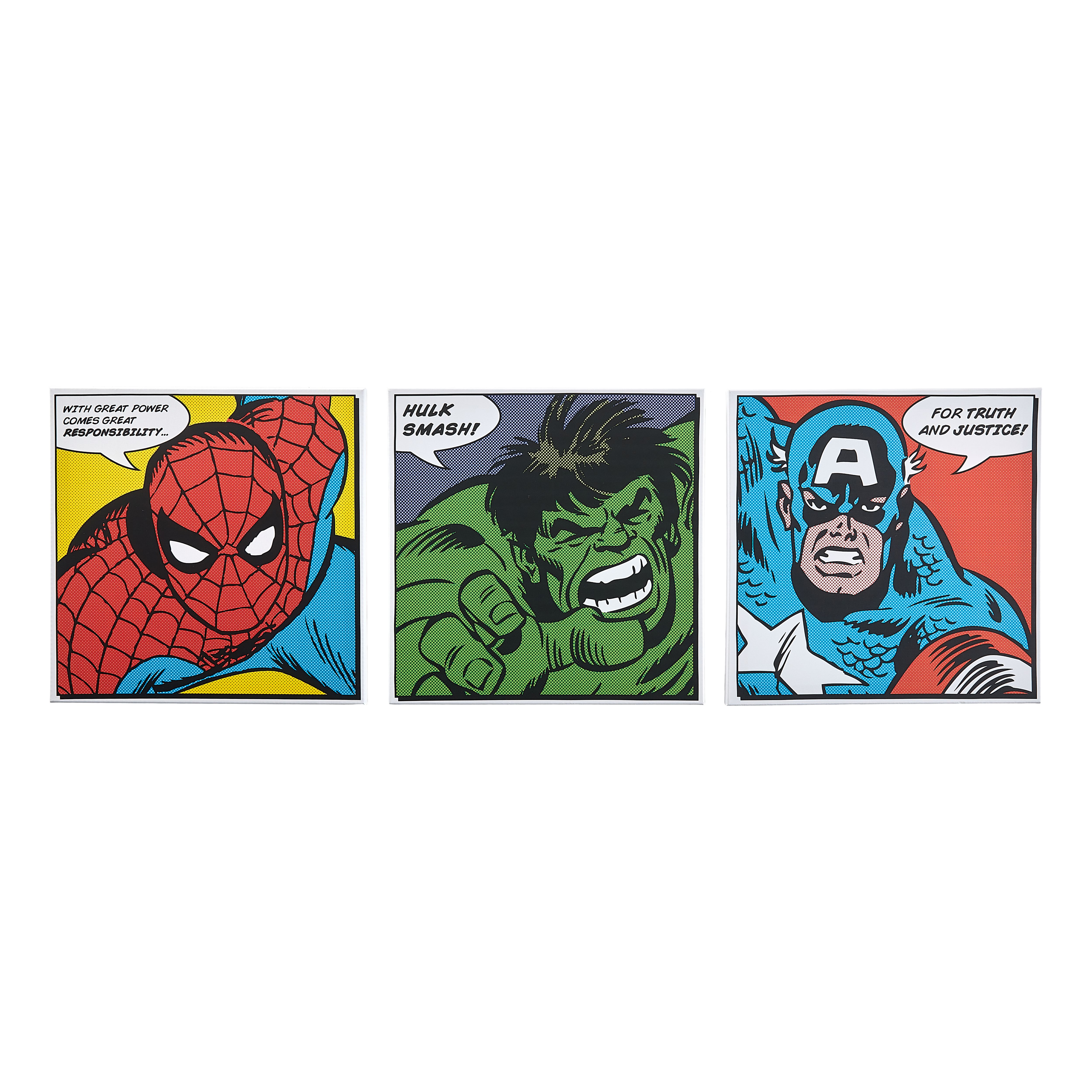 Marvel Faces Multicolour Wall art, Set of 3 (H)30cm x (W)30cm | DIY at B&Q